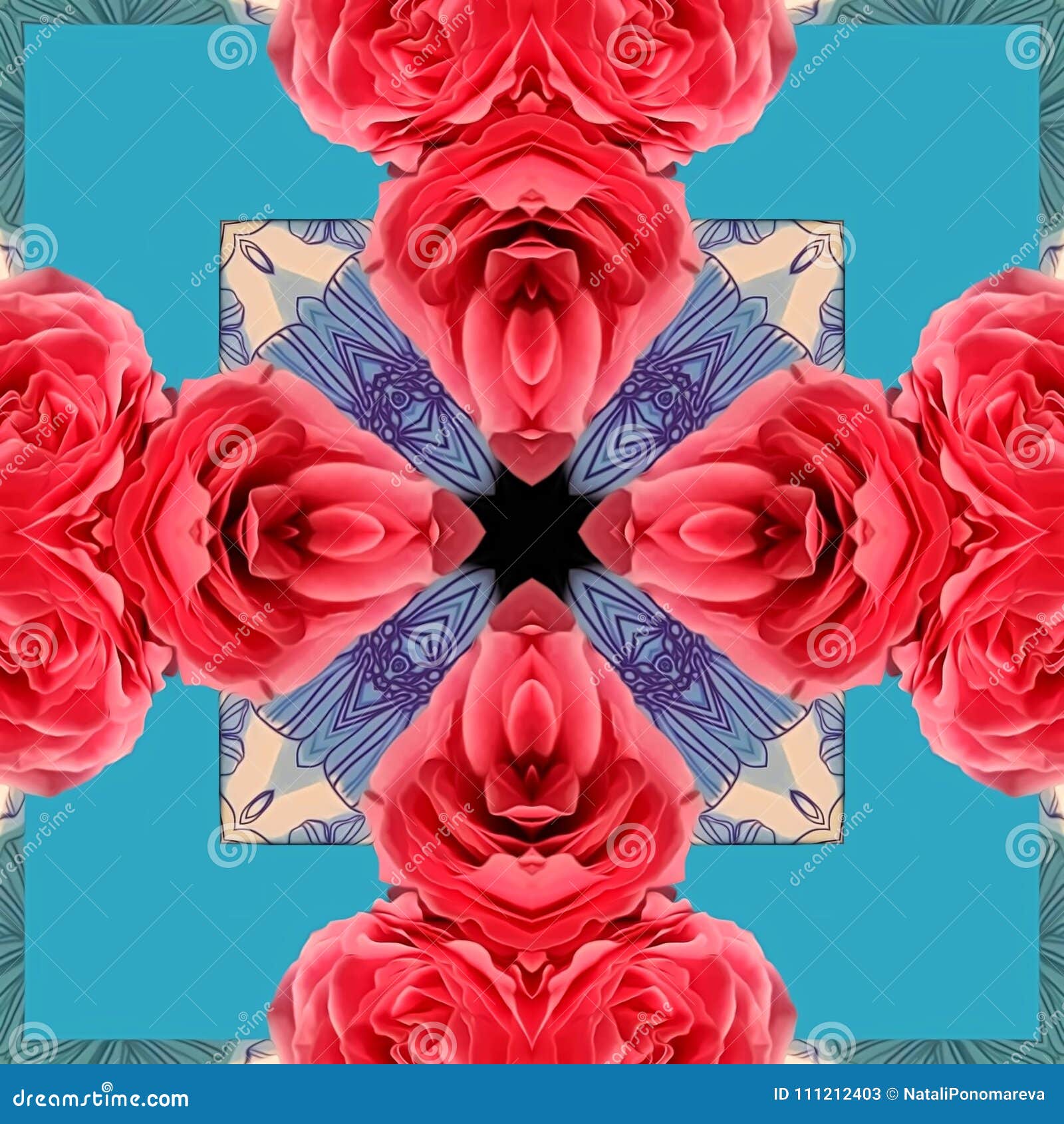 Red Roses on a Blue Background Stock Illustration - Illustration of ...