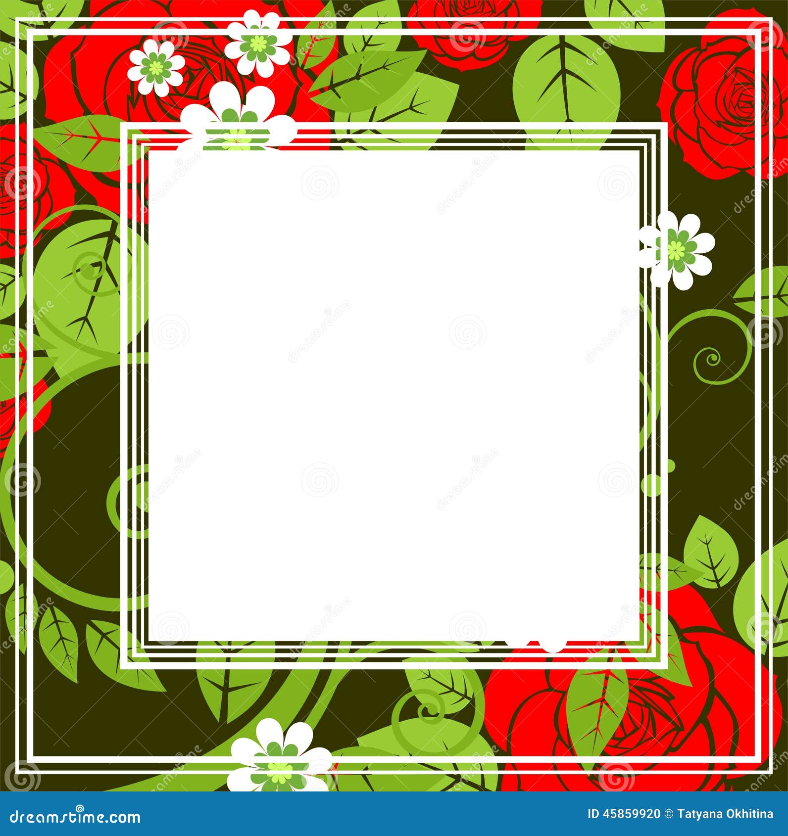 Red roses border stock vector. Illustration of flower - 45859920