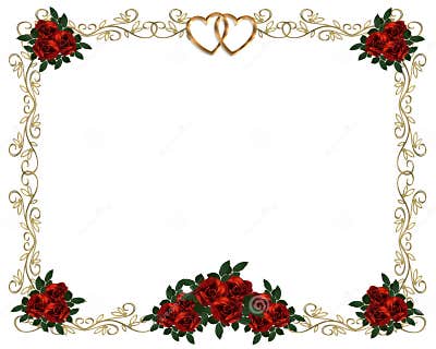 Red Roses Border Wedding Invitation Stock Illustration - Illustration ...