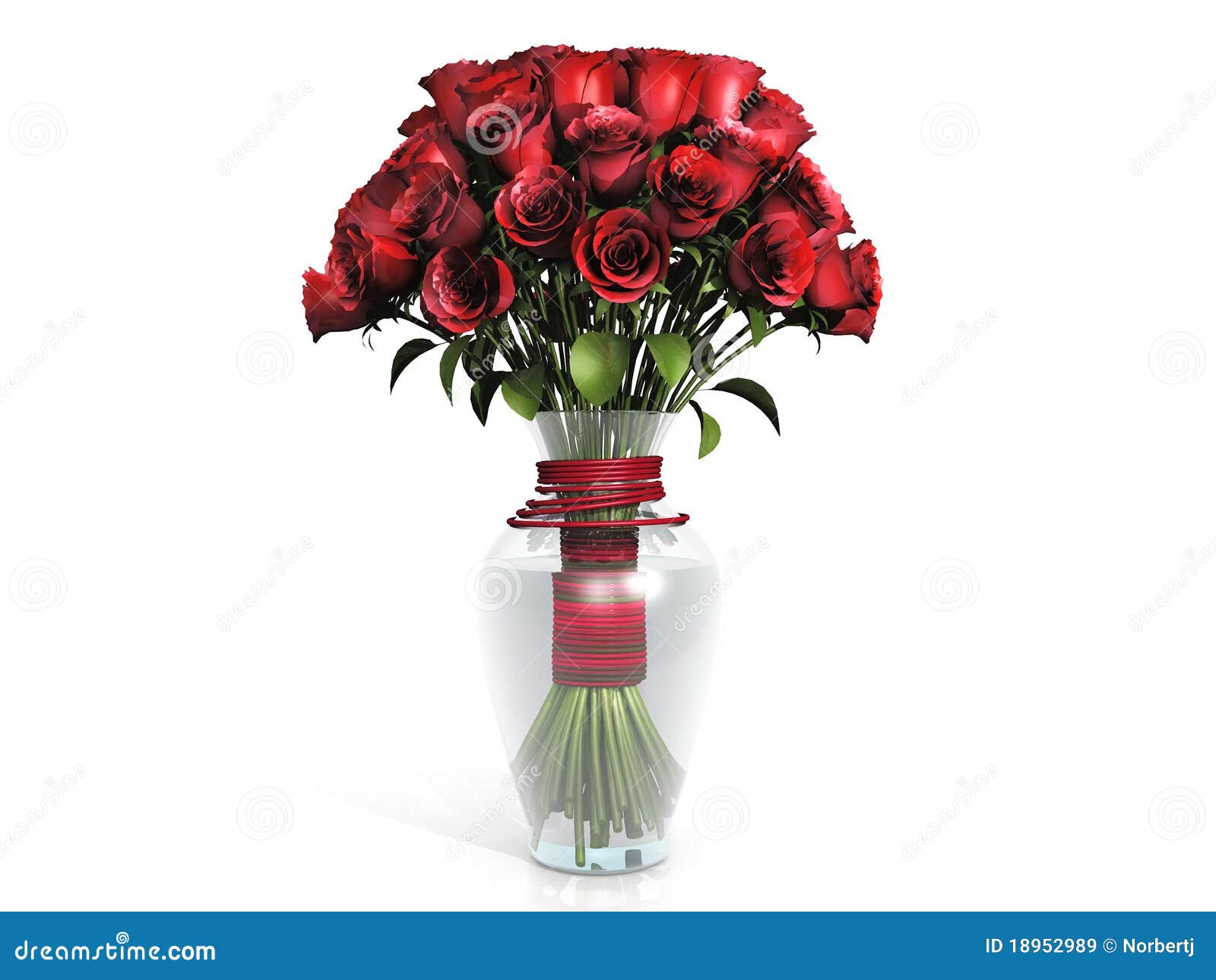 Red Roses Bouquet in Vase stock illustration. Illustration of gift ...