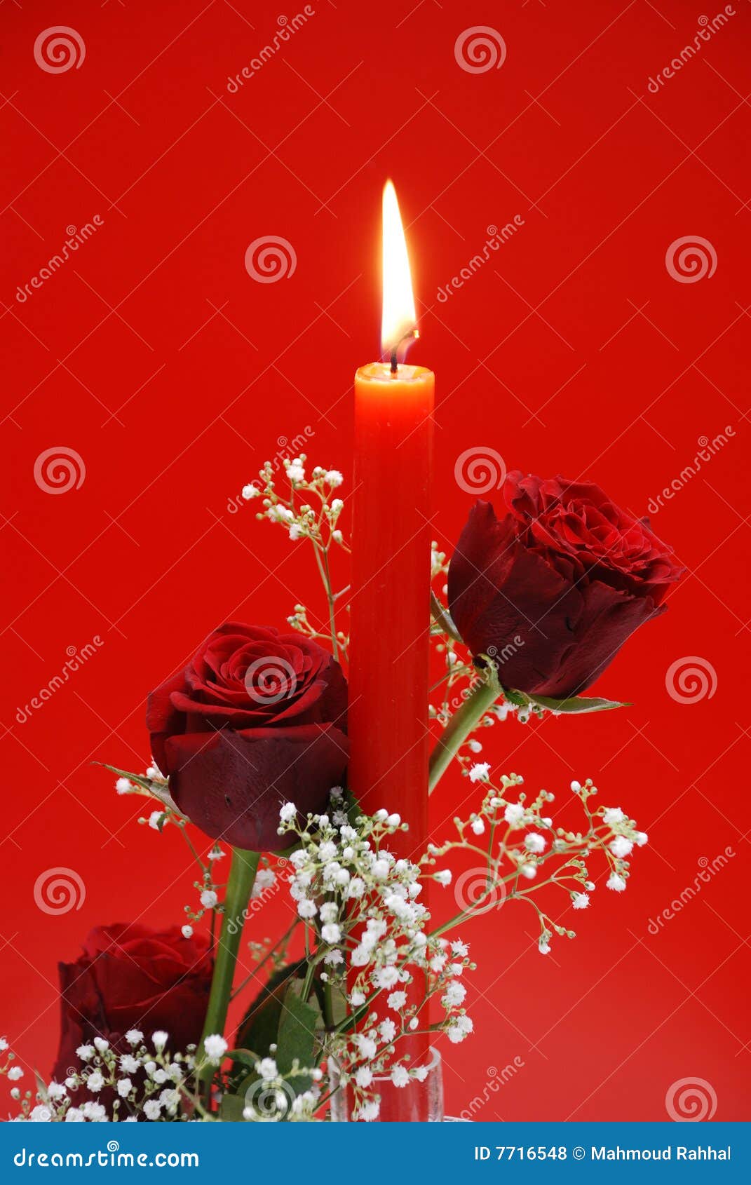 Red Roses with candle stock photo. Image of blooming, nature - 7716548