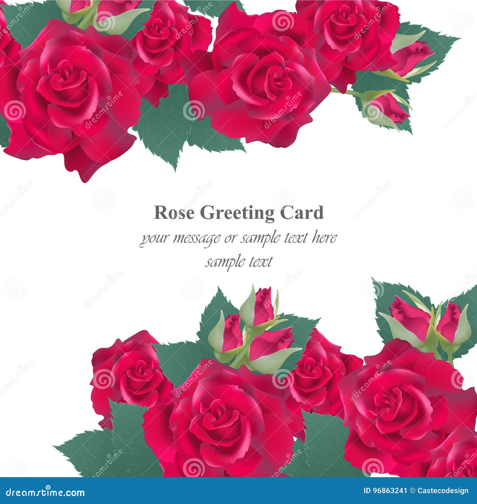 Red Roses Card Vector. Delicate Summer Card Stock Vector - Illustration ...