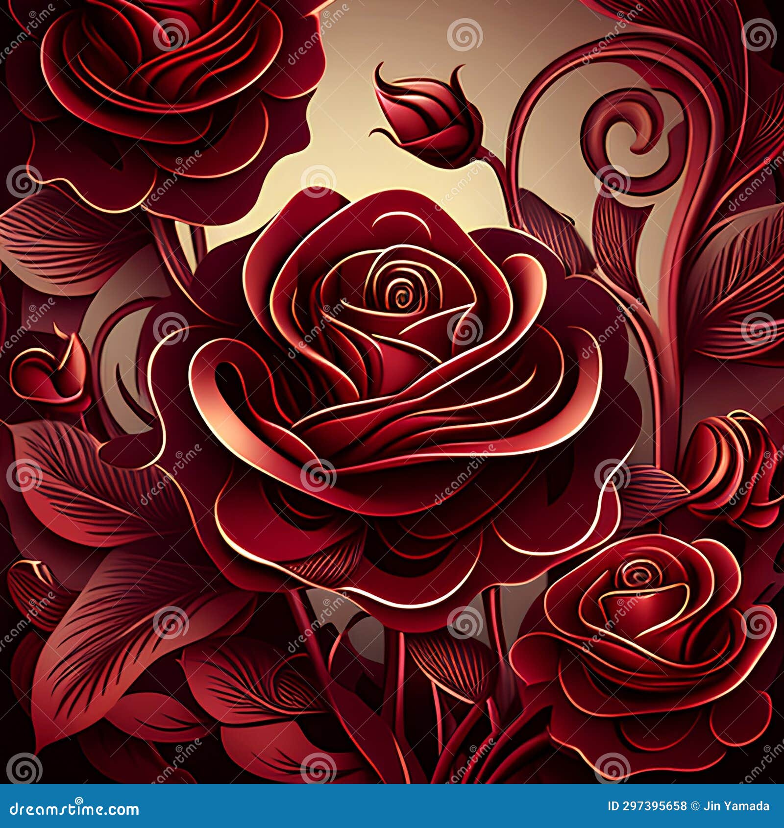 Red Roses on a Dark Background. Vector Illustration for Your Design ...