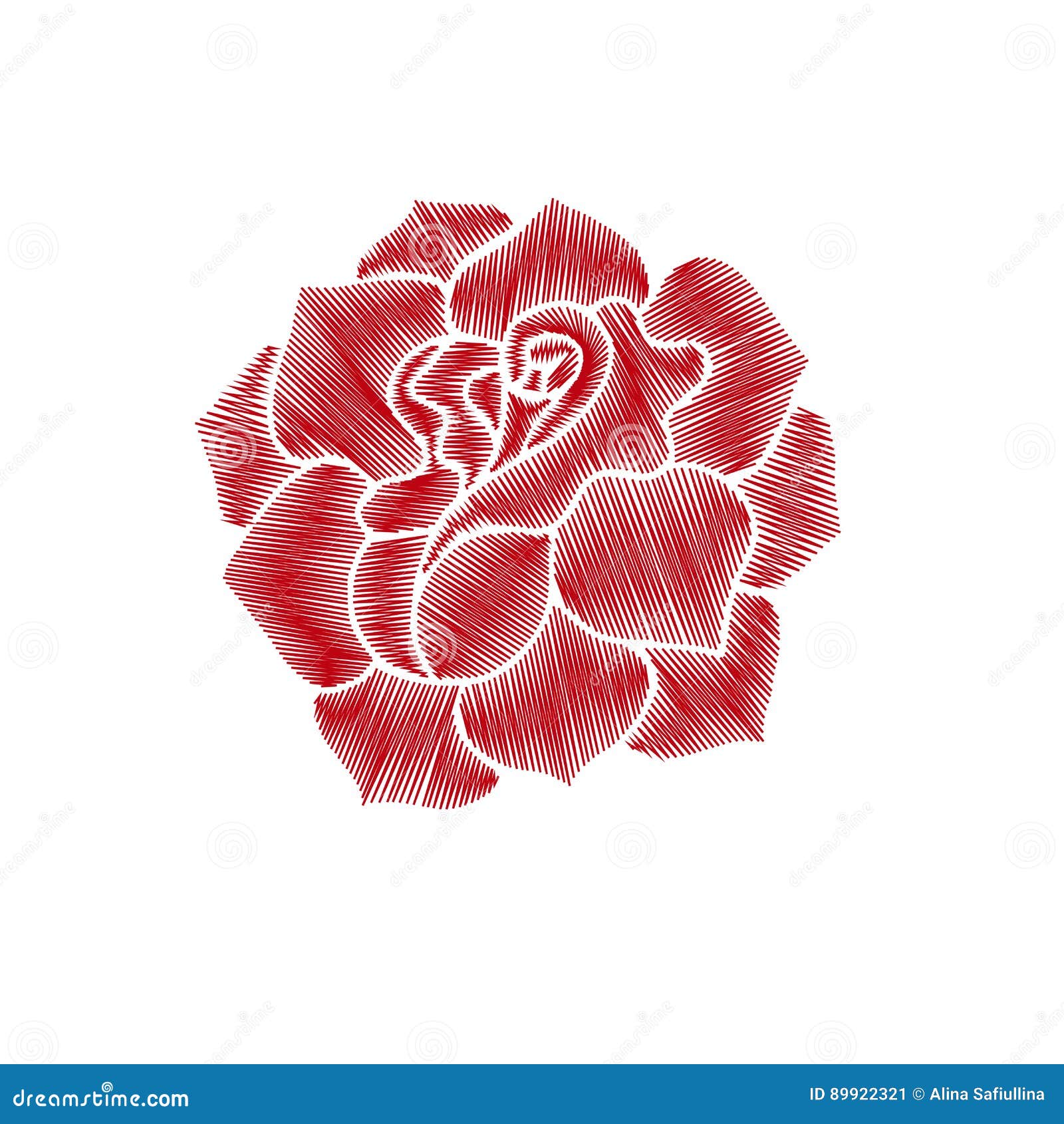 Red Roses Embroidery on White Background. Stock Vector - Illustration ...