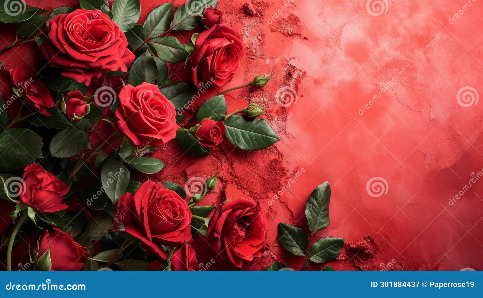 Red Roses Flower on Red Background. Copy Space. Stock Illustration ...