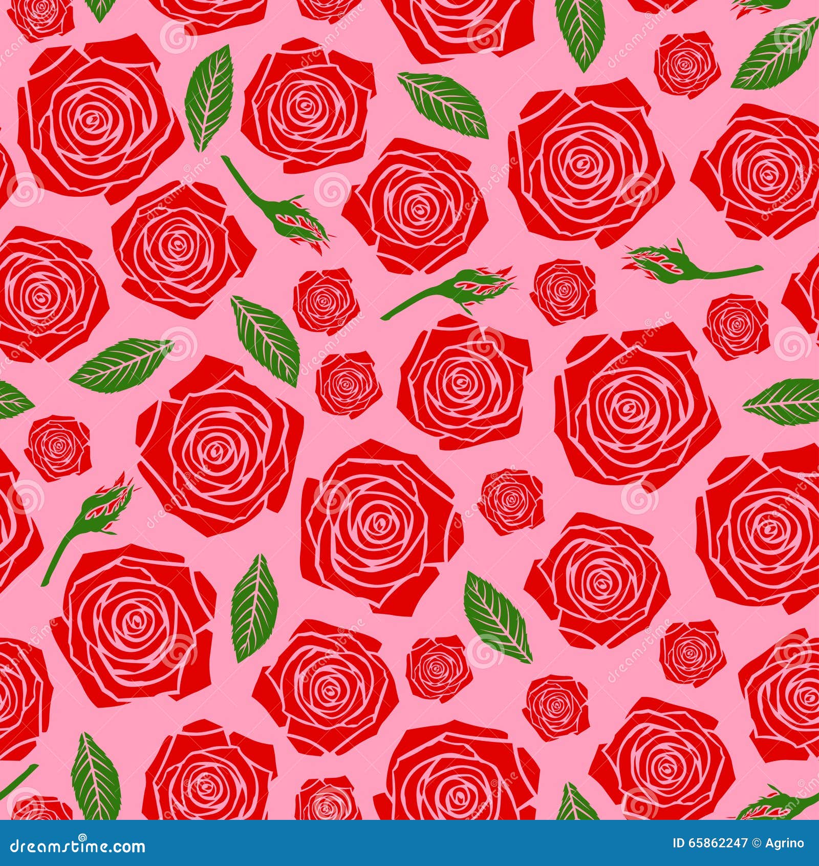 Red Roses Flowers Pattern Seamless on Pink Background Stock Vector ...