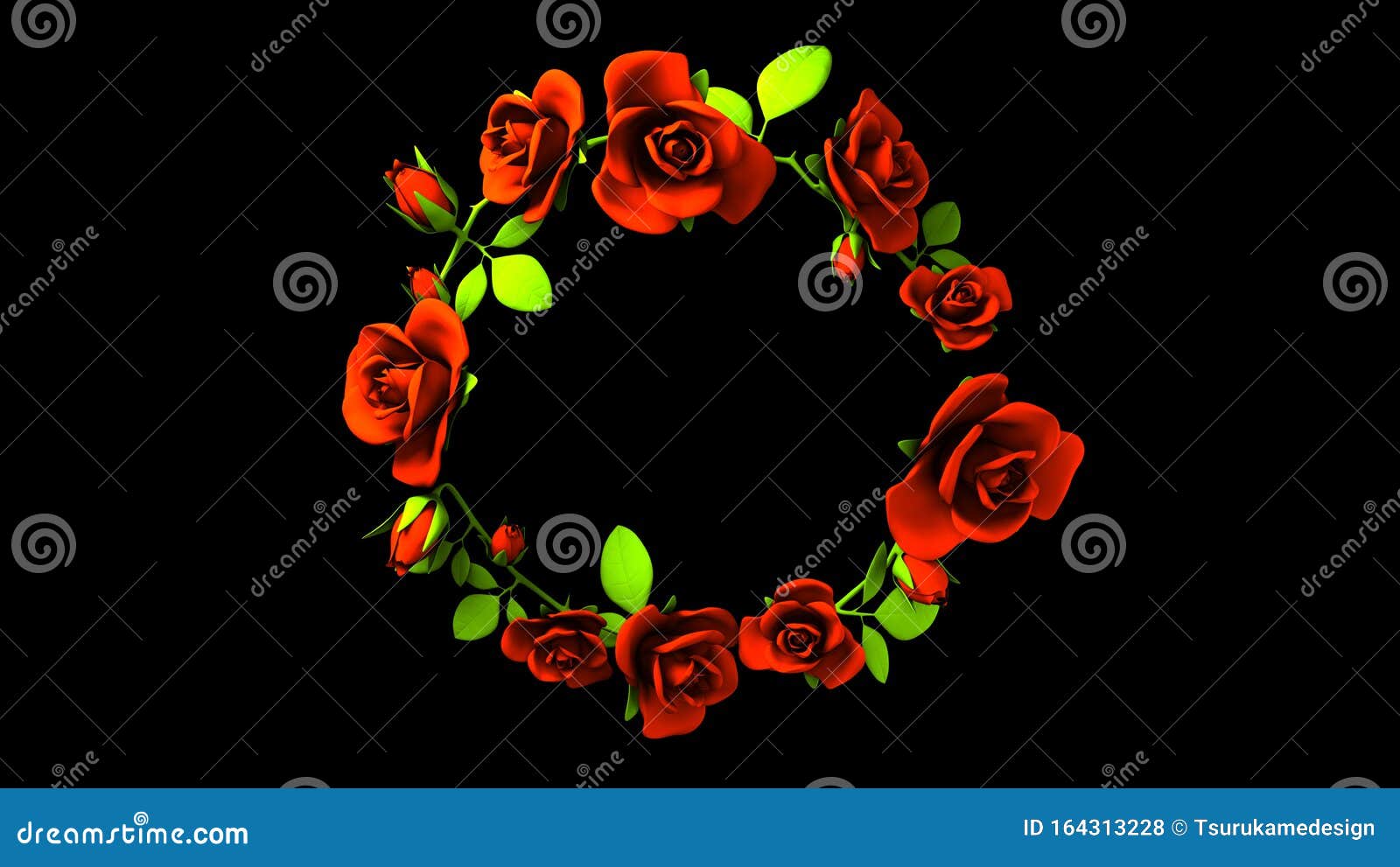 Red Roses Frame on Black Text Space Stock Illustration - Illustration ...