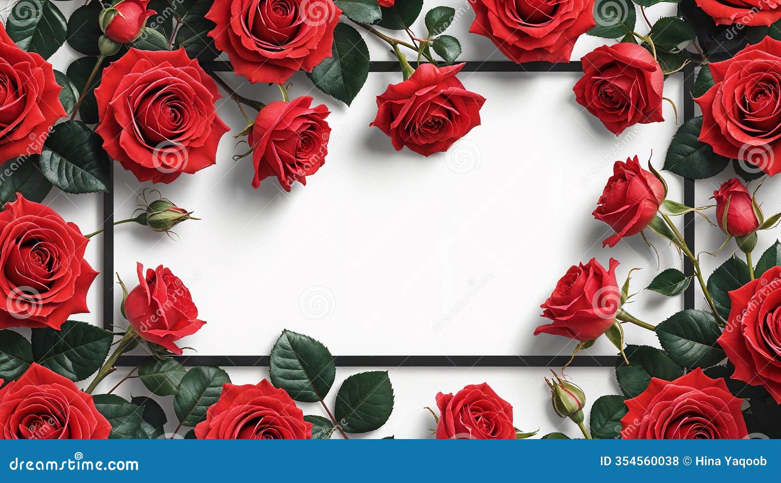 Red Roses Frame, Isolated on White Background Stock Illustration ...