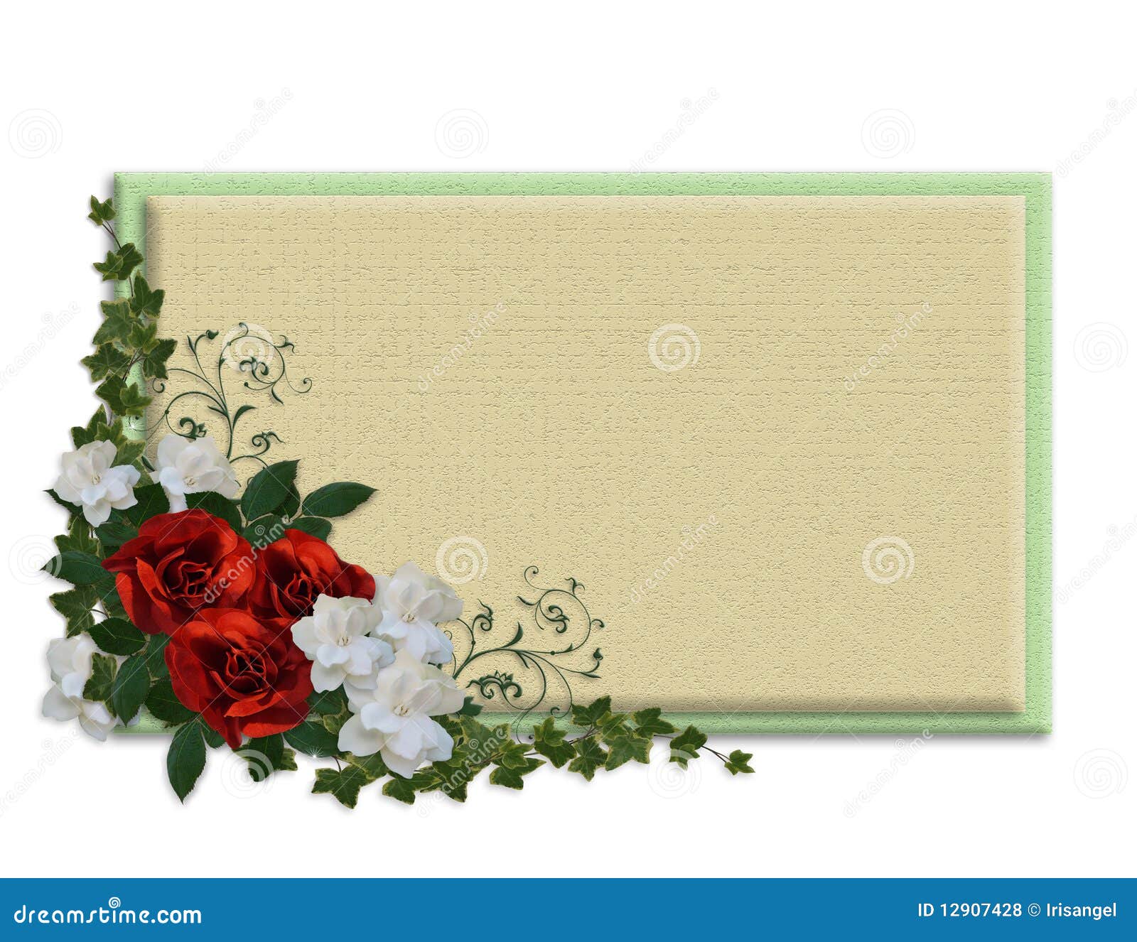 Red Roses And Gardenias Label Royalty-Free Illustration | CartoonDealer ...