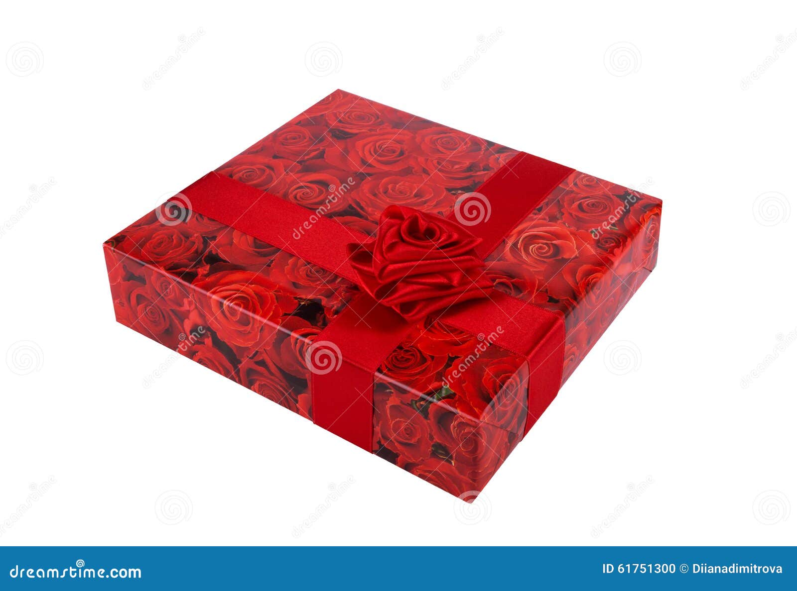 Red Roses Gift Box with Ribbon Stock Photo - Image of wedding, ribbon ...