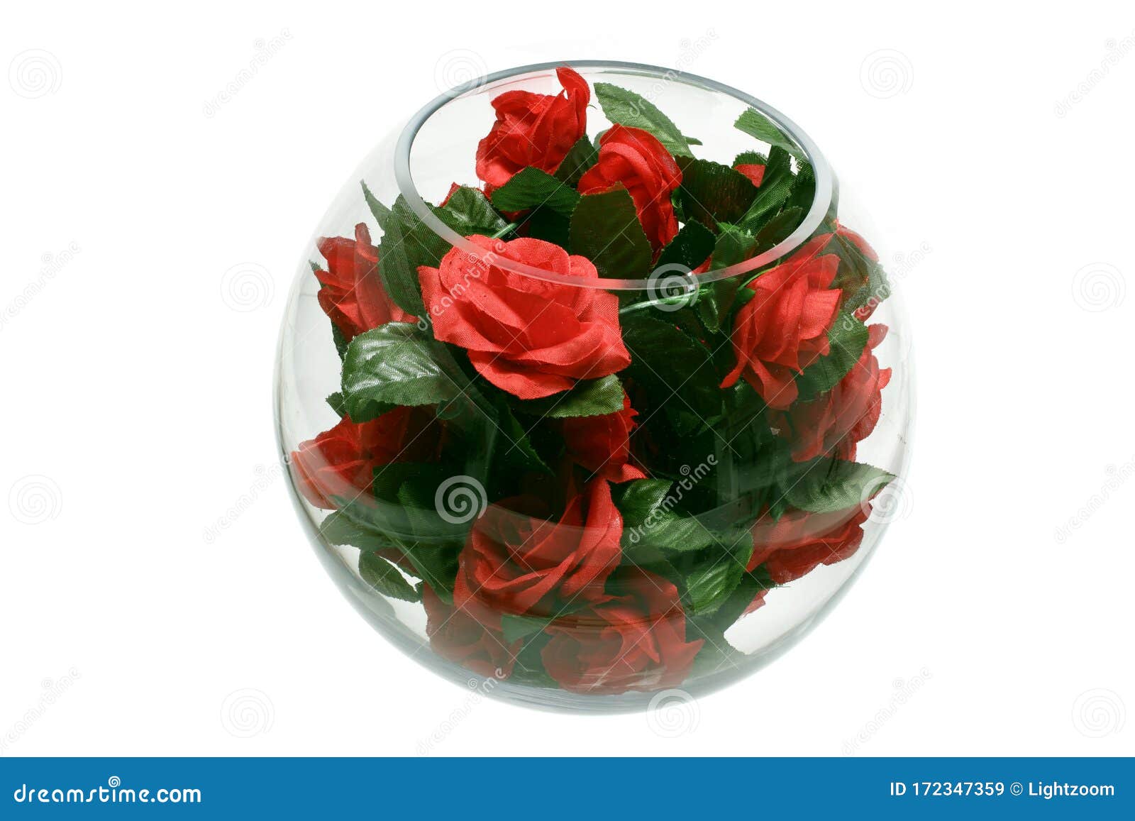 Red Roses in Glass Bowl stock image. Image of appreciation - 172347359
