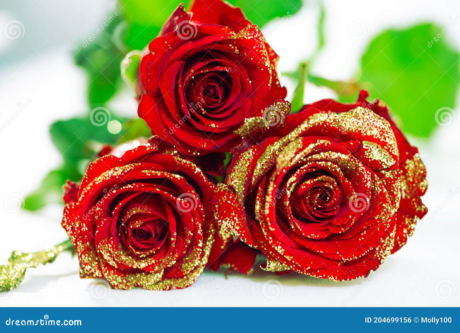 Red Roses with Glitter in Snow Stock Photo - Image of glitter, card ...