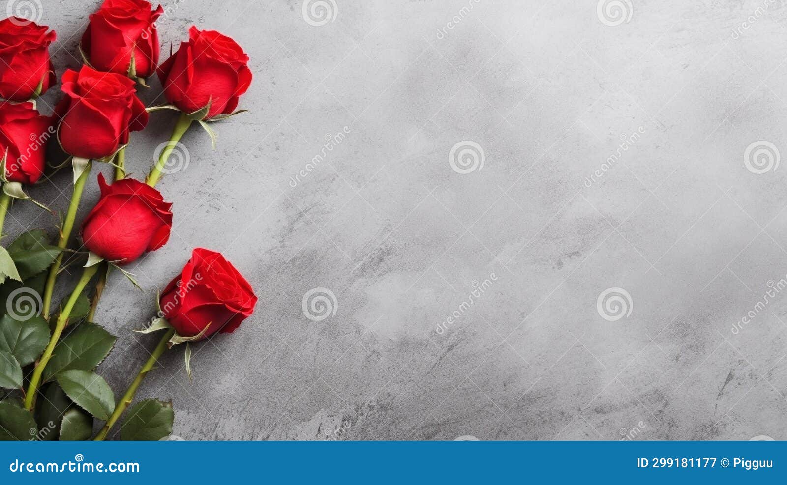 Red Roses on Grey Concrete Surface Background with Copy Space for ...