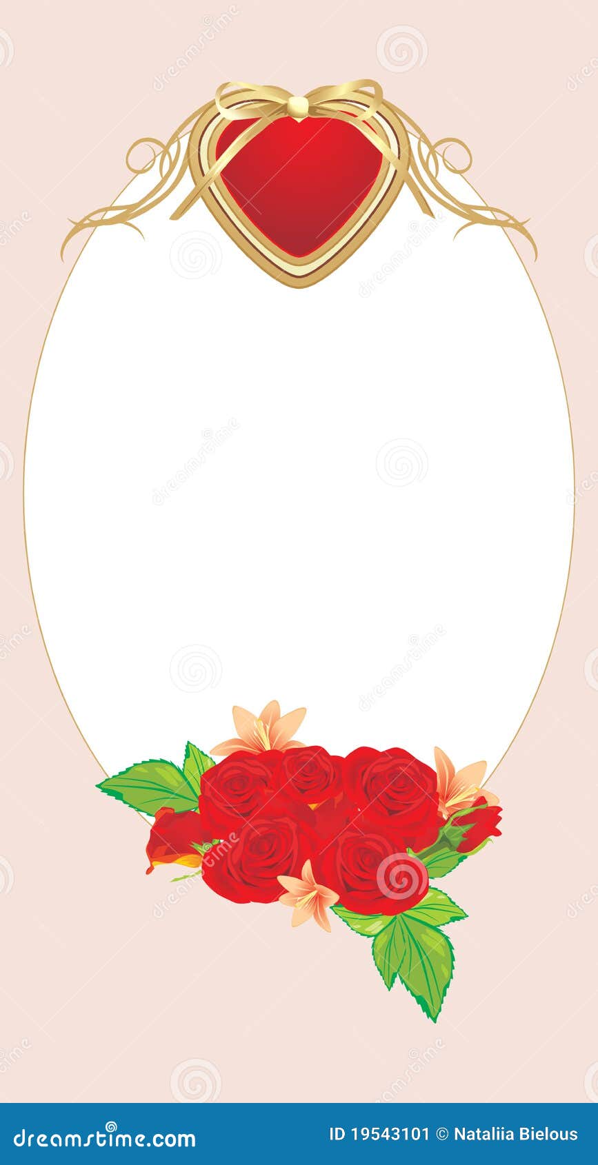 Red Roses With Heart In The Decorative Frame Stock Vector ...