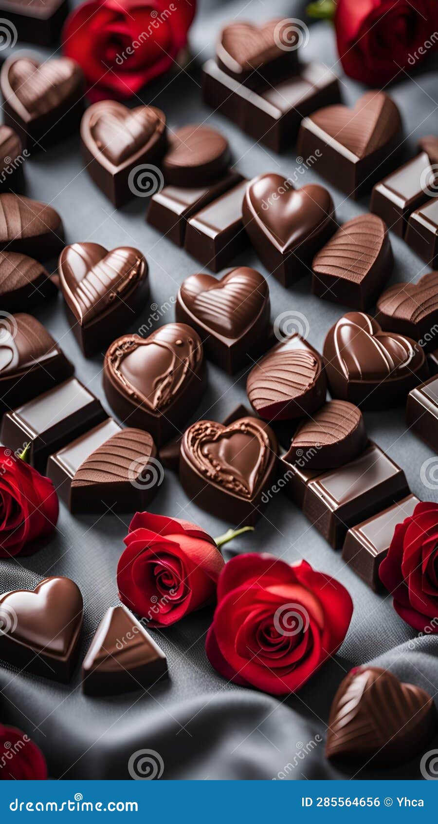 Red Roses and Heart-shaped Chocolates on a Bed for Valentine S Day ...