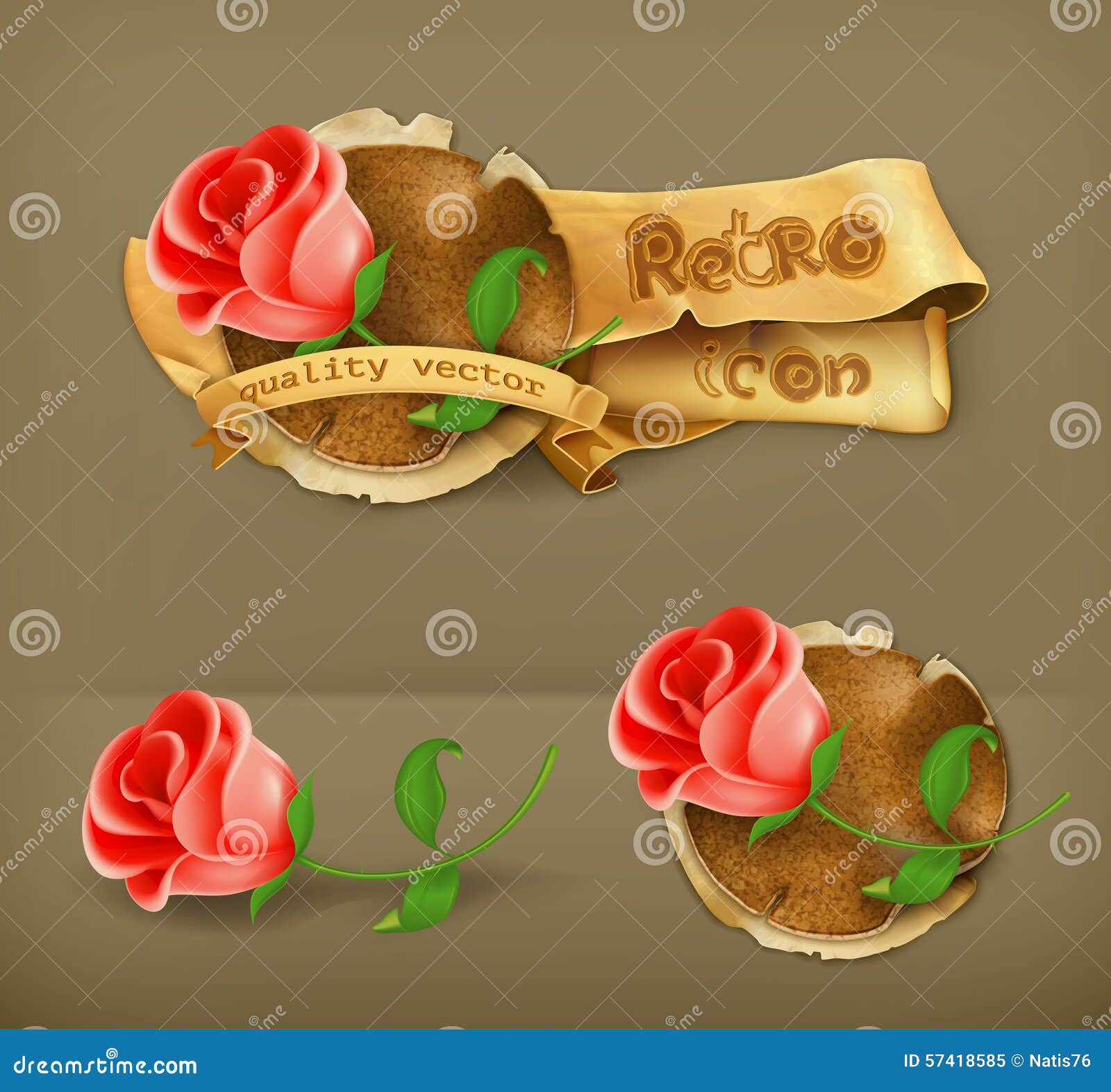 Red roses icons stock vector. Illustration of blossom - 57418585