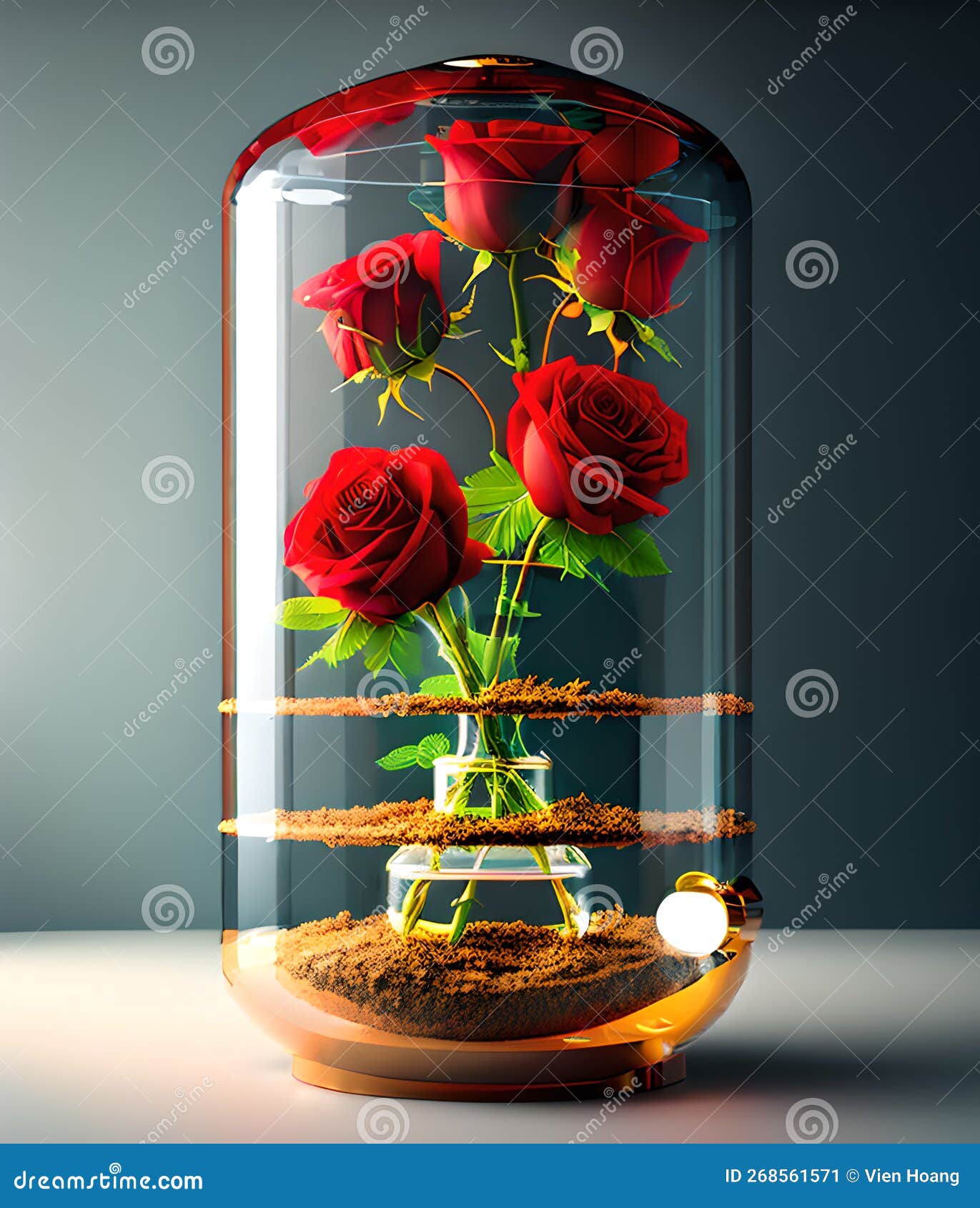Red Roses Inside a Glass Box, AI Stock Image - Image of flower, single ...