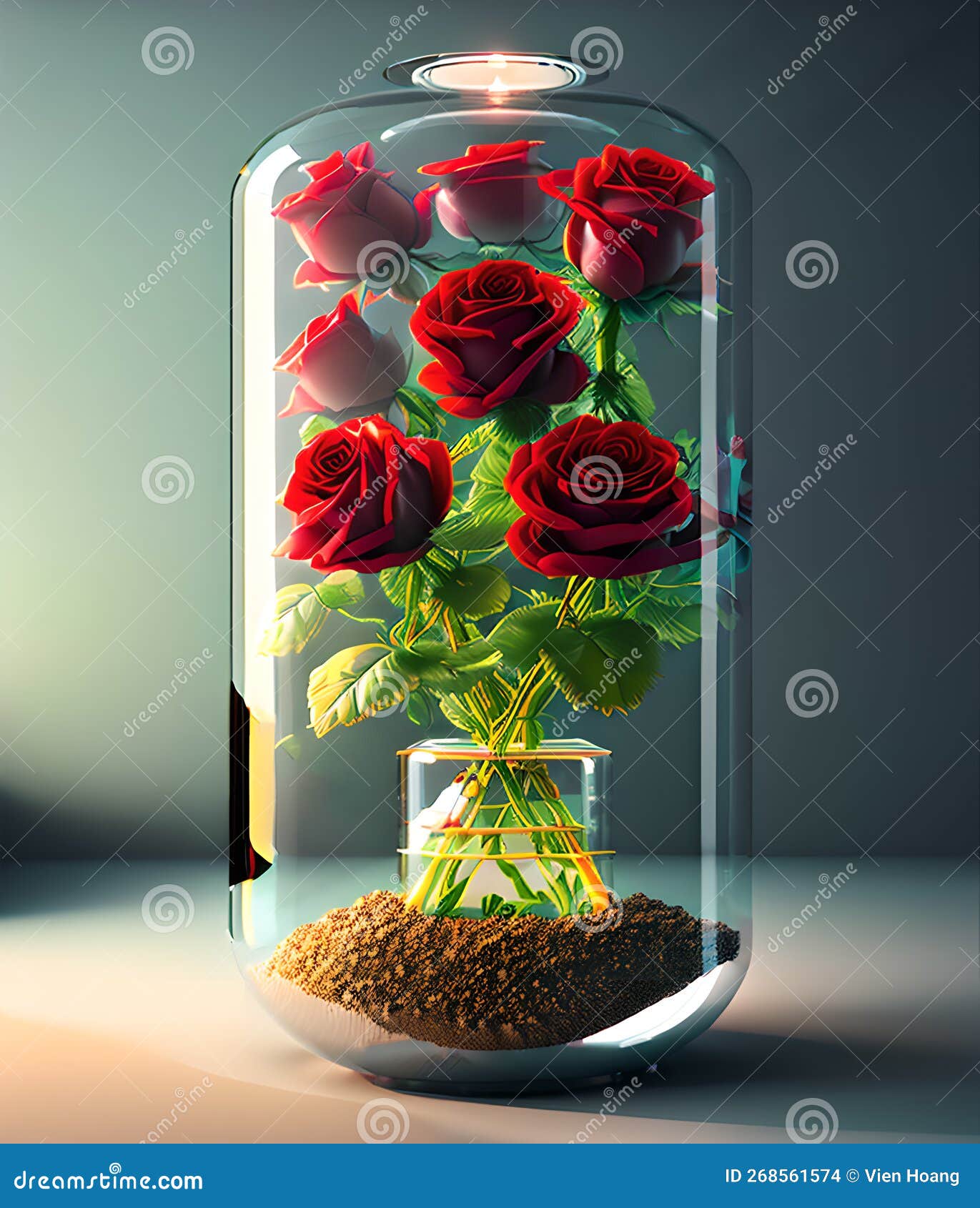 Red Roses Inside a Glass Box, AI Stock Photo - Image of decoration ...