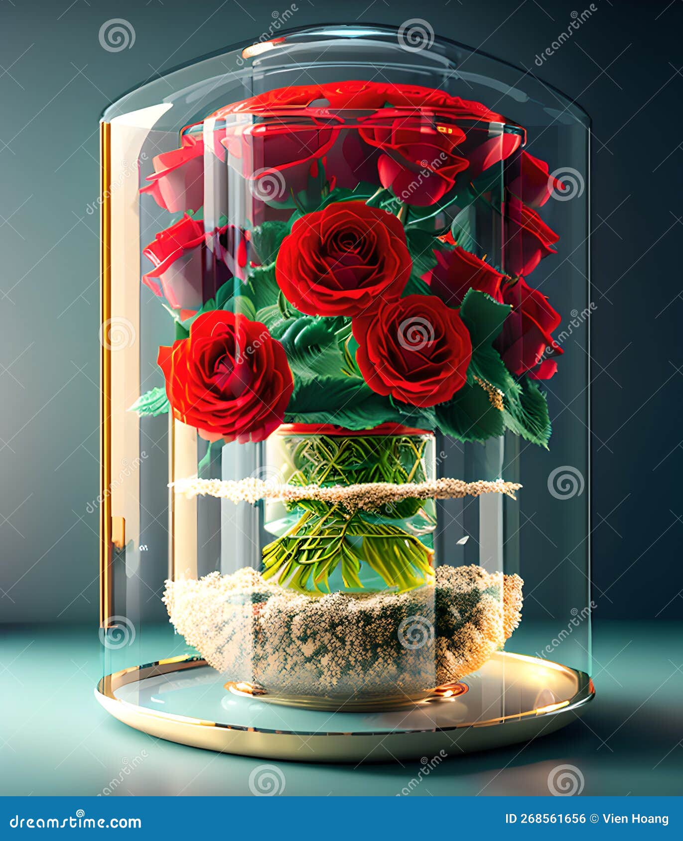 Red Roses Inside a Glass Box, AI Stock Photo - Image of holiday ...