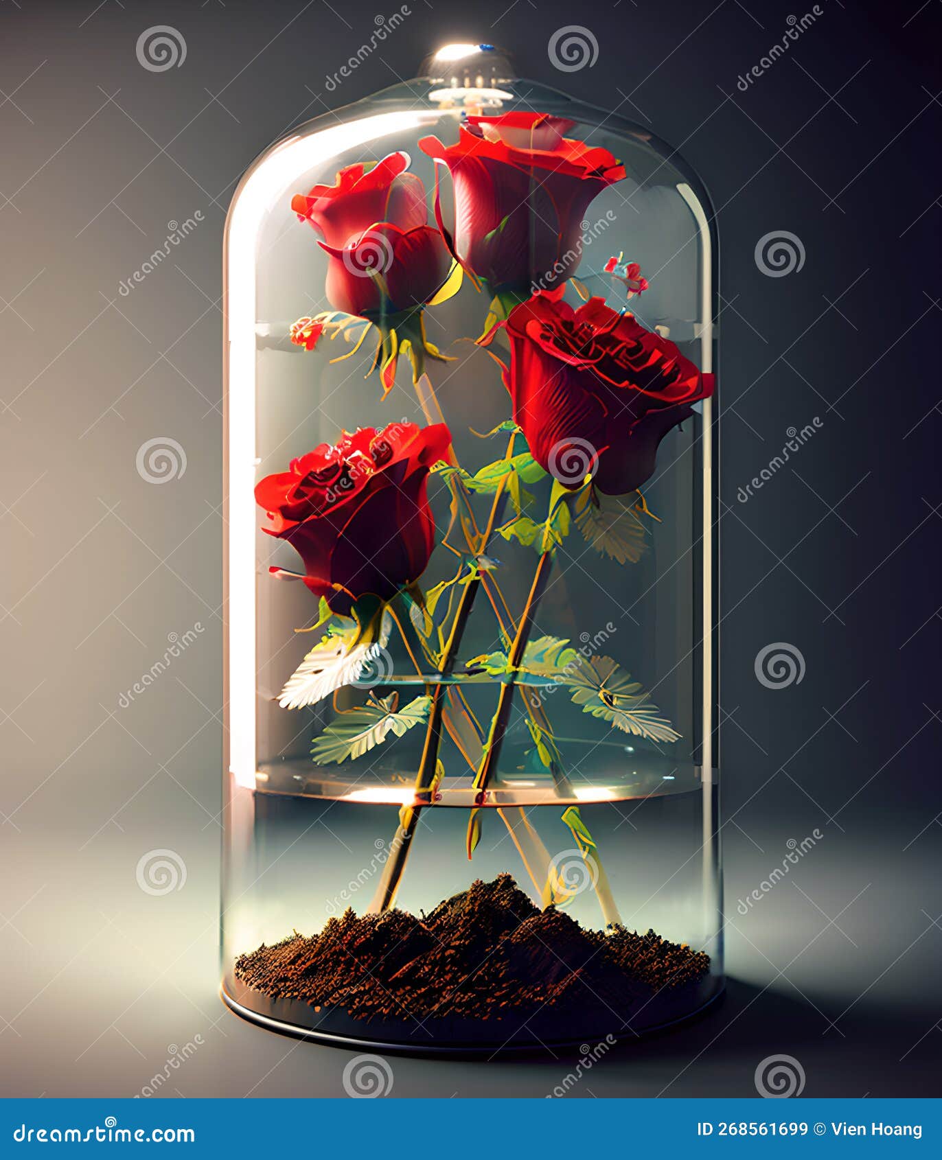 Red Roses Inside a Glass Box, AI Stock Image - Image of dating ...