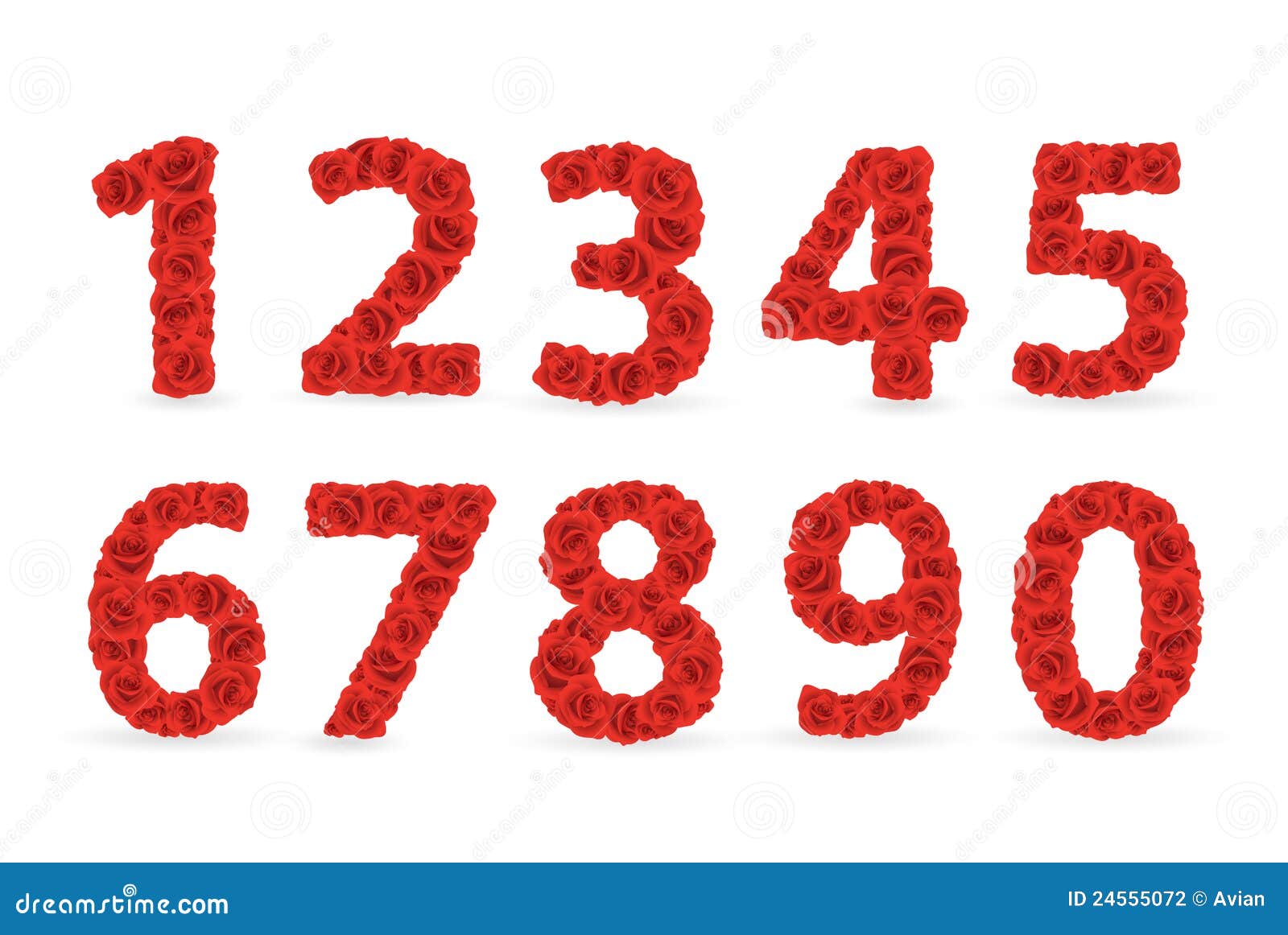 Red Roses numbers. stock vector. Illustration of decoration - 24555072
