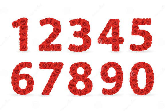 Red Roses numbers. stock vector. Illustration of decoration - 24555072