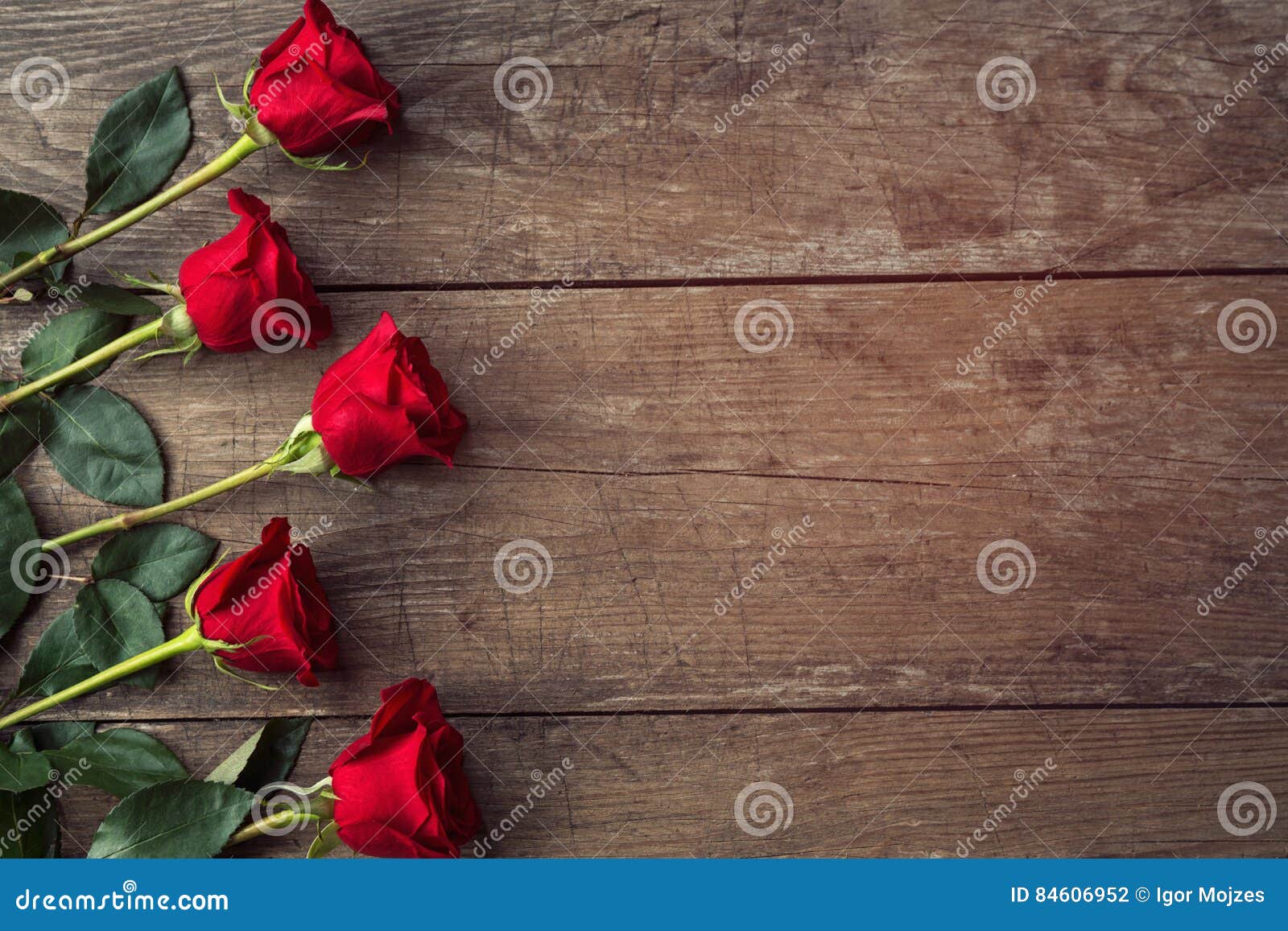 Roses On Rustic Wood Background Stock Photography | CartoonDealer.com ...