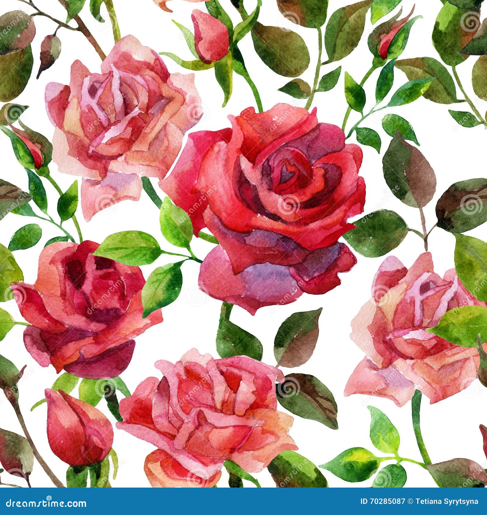 Red Roses Seamless Pattern. Stock Illustration - Illustration of ...