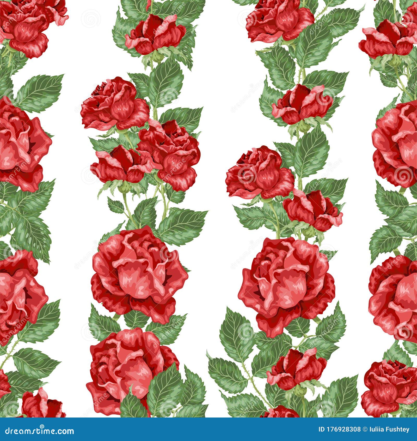 Red Roses Seamless Pattern in Vector Illustration Stock Vector ...