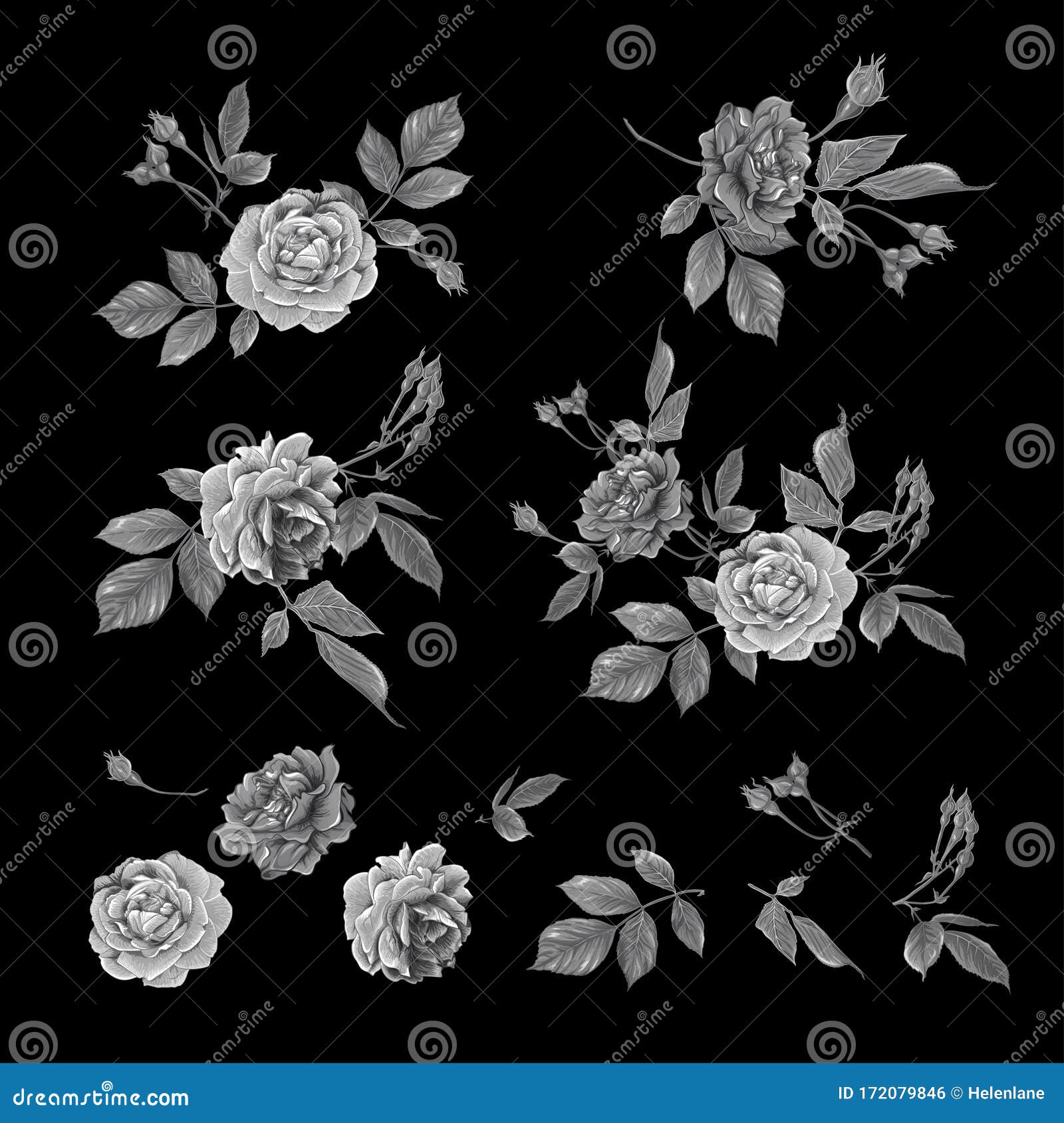 Red Roses Set. Vector Illustration. Stock Vector - Illustration of ...