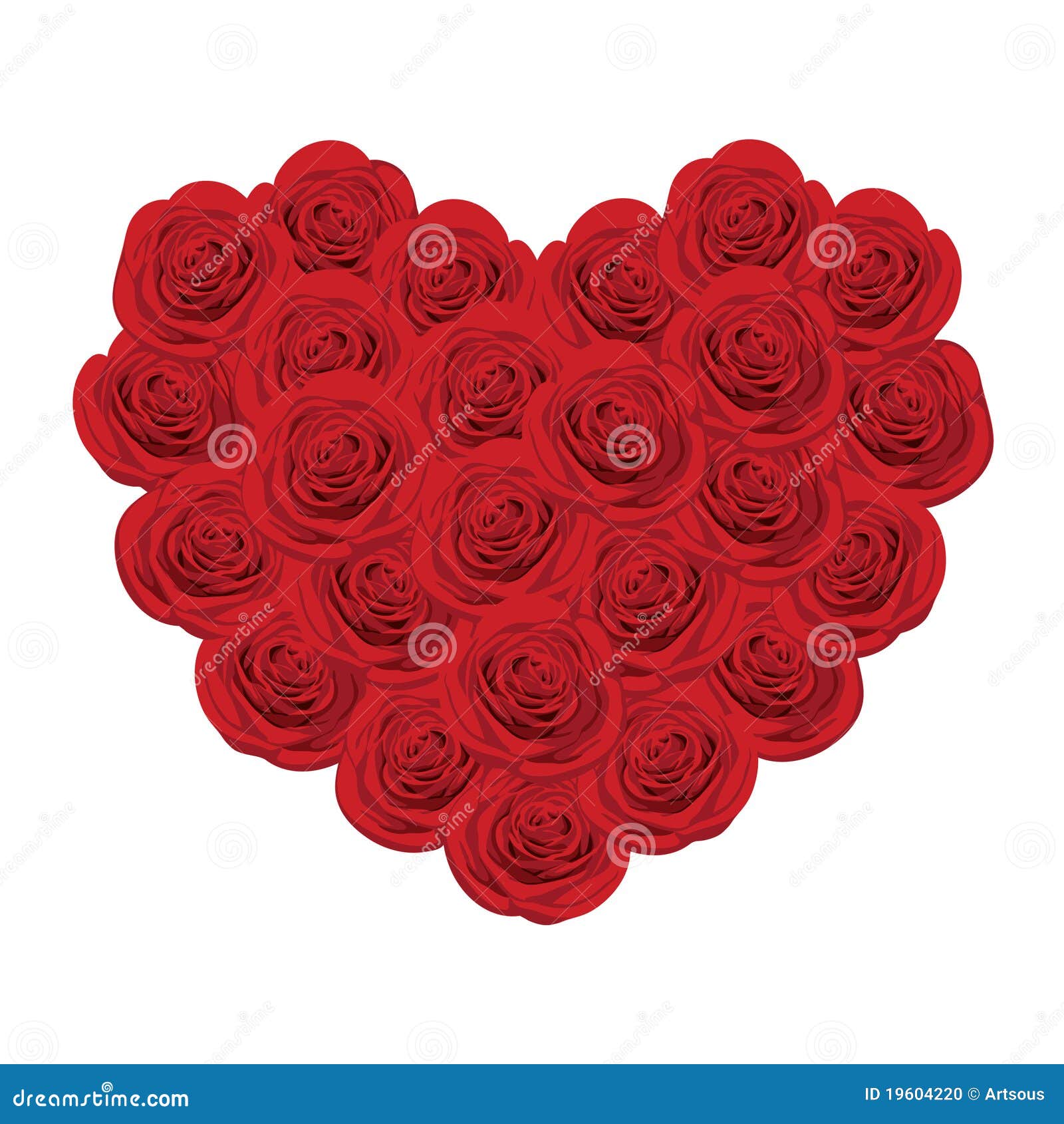 Red Roses in the Shape of Heart Stock Vector - Illustration of ...