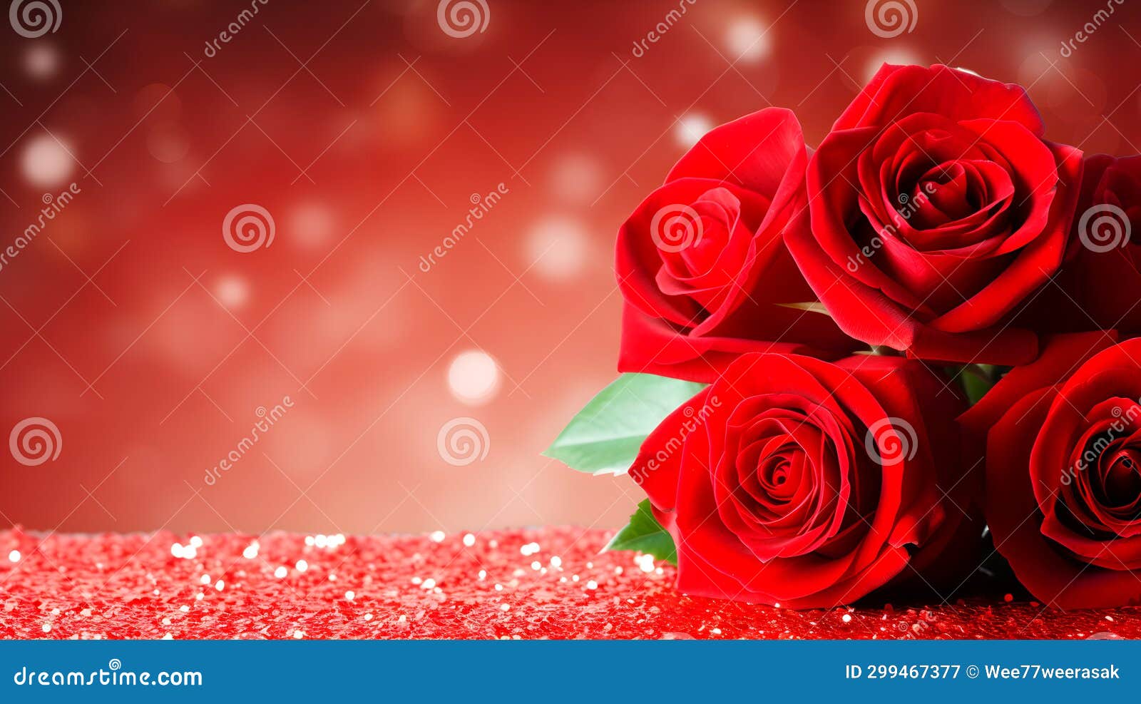 Red Roses Shiny Glitter on a Red Sparkly Background Stock Illustration ...