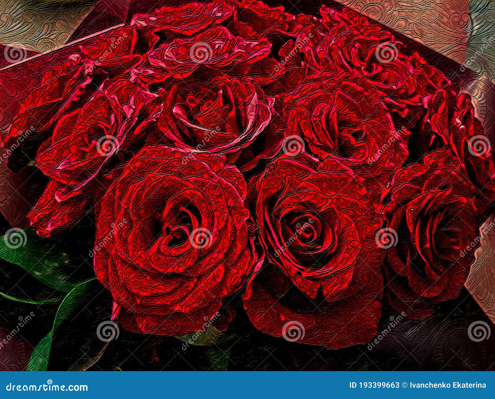 Red roses with texture. stock image. Image of texture - 193399663
