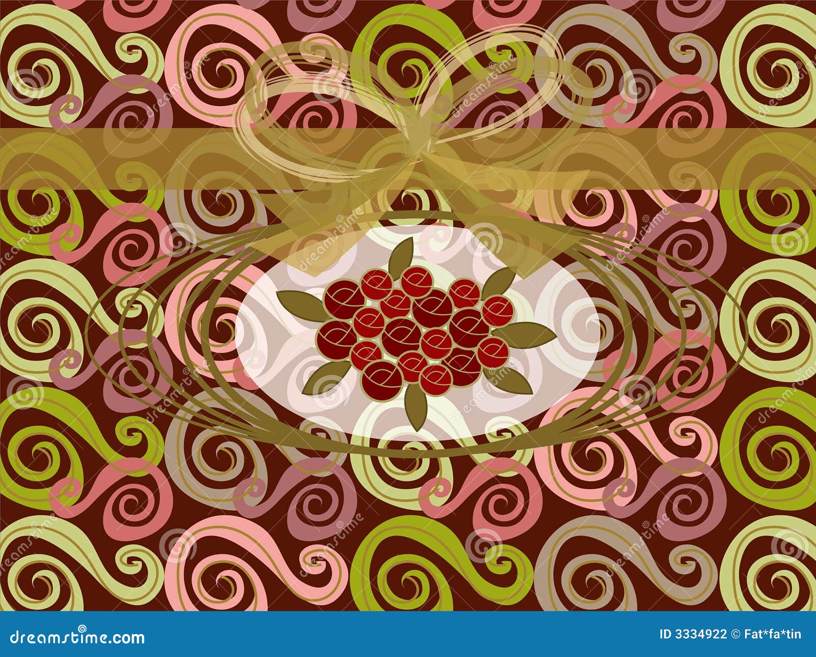 Red Roses on Vintage Swirls Stock Vector - Illustration of colorful ...