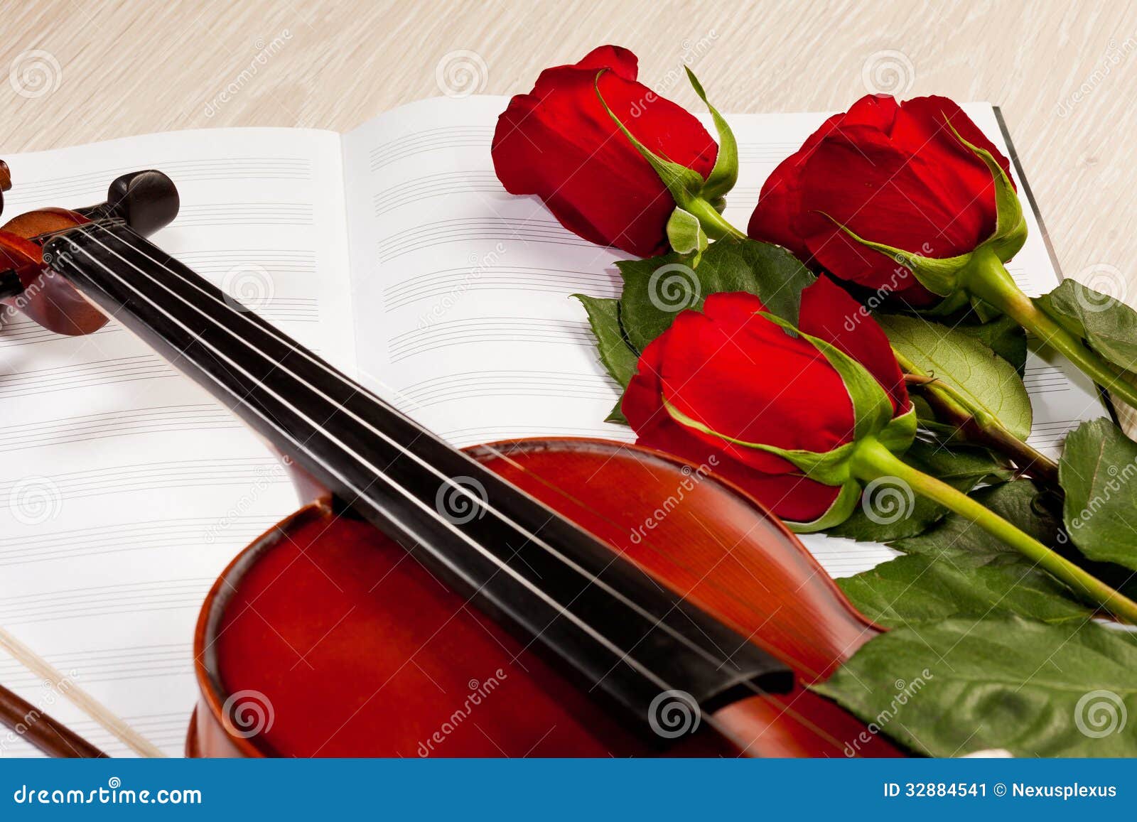 Red roses and a violin stock image. Image of fiddle, classical - 32884541