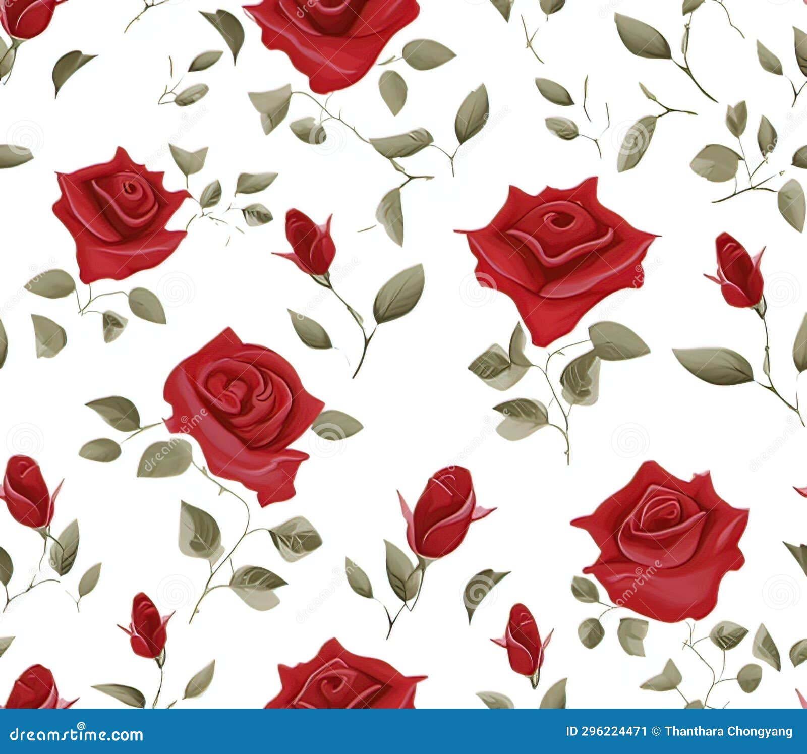 Red Roses on White Background Seamless Pattern, Generative AI Stock ...
