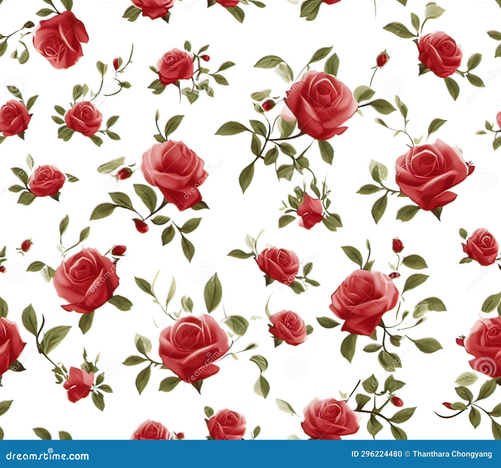 Red Roses on White Background Seamless Pattern, Generative AI Stock ...