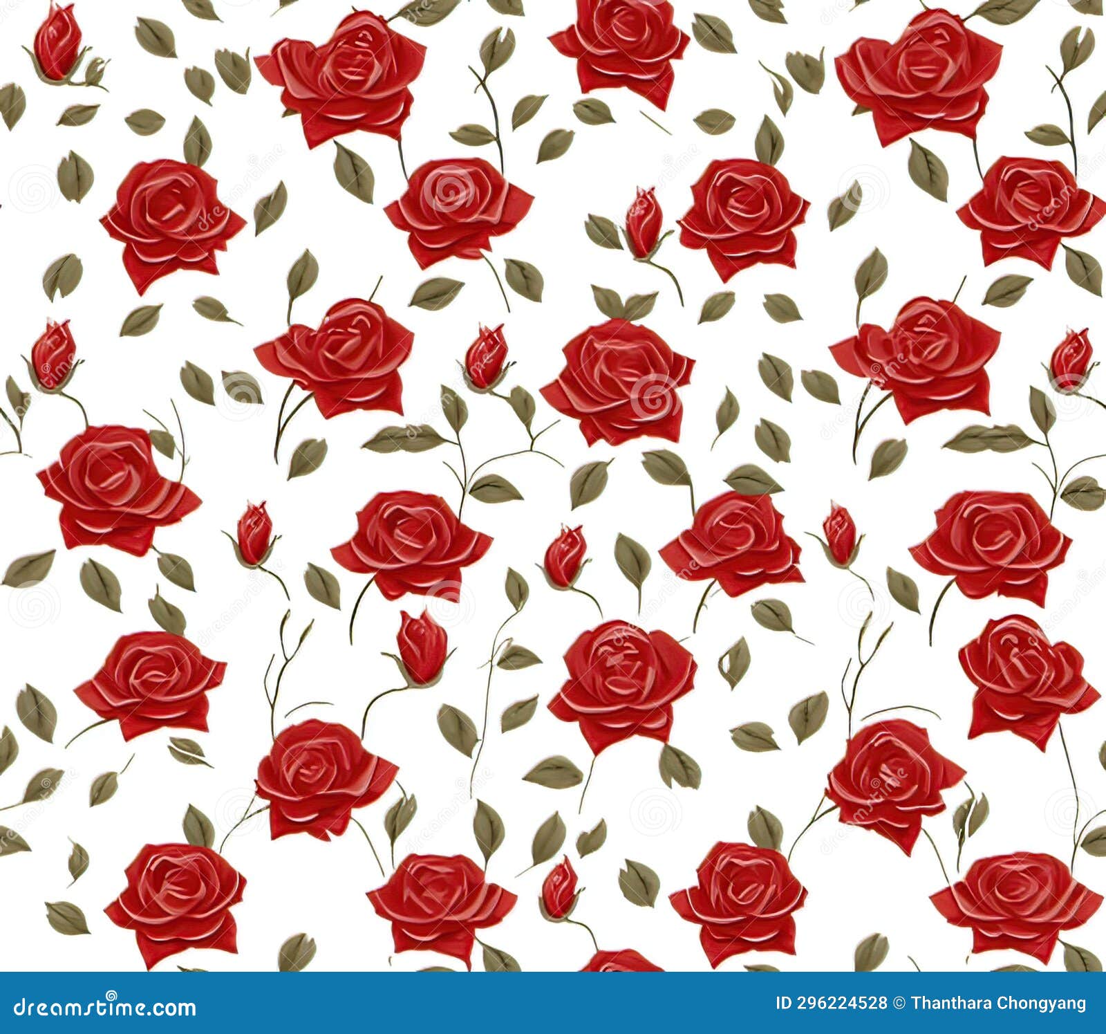 Red Roses on White Background Seamless Pattern, Generative AI Stock ...