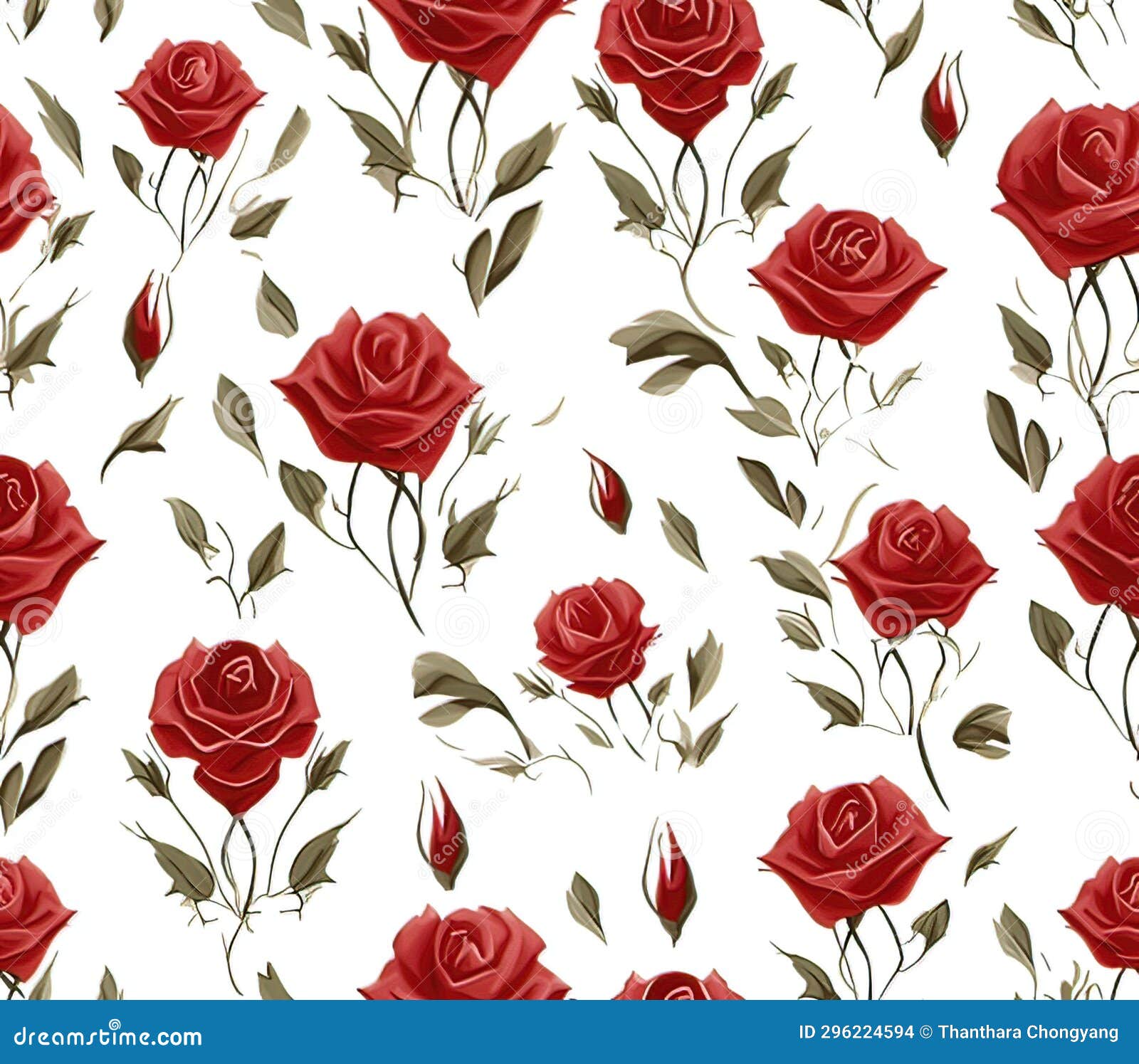 Red Roses on White Background Seamless Pattern, Generative AI Stock ...