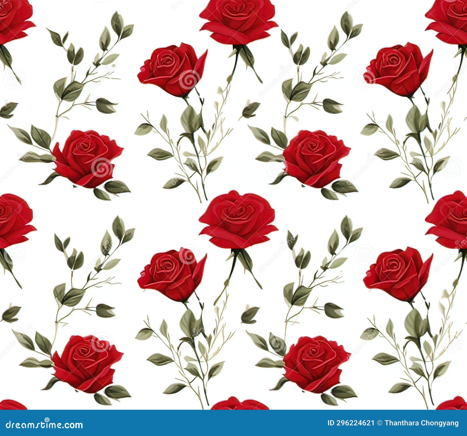 Red Roses on White Background Seamless Pattern, Generative AI Stock ...