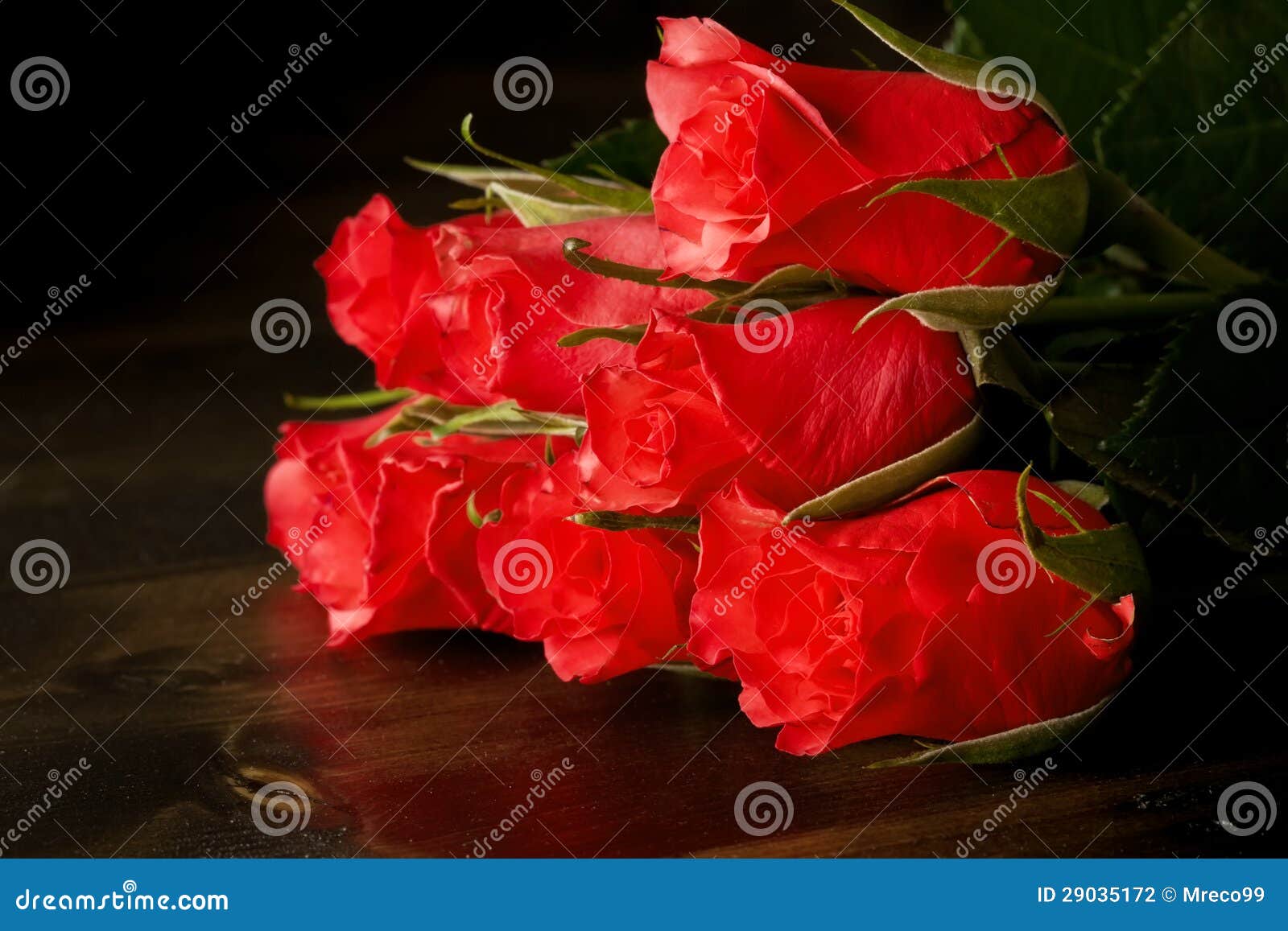 Red roses on wood floor stock photo. Image of petals - 29035172