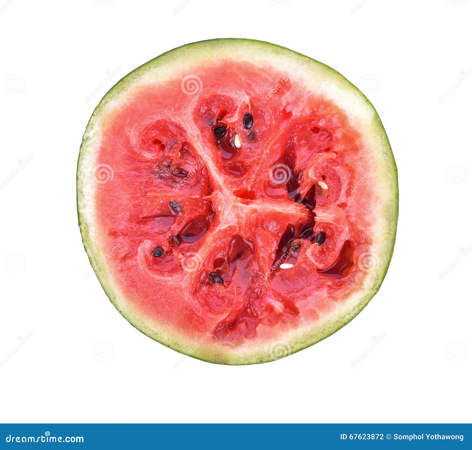 Red Rot Watermelon Cut into Pieces, Placed on a White Background Stock ...