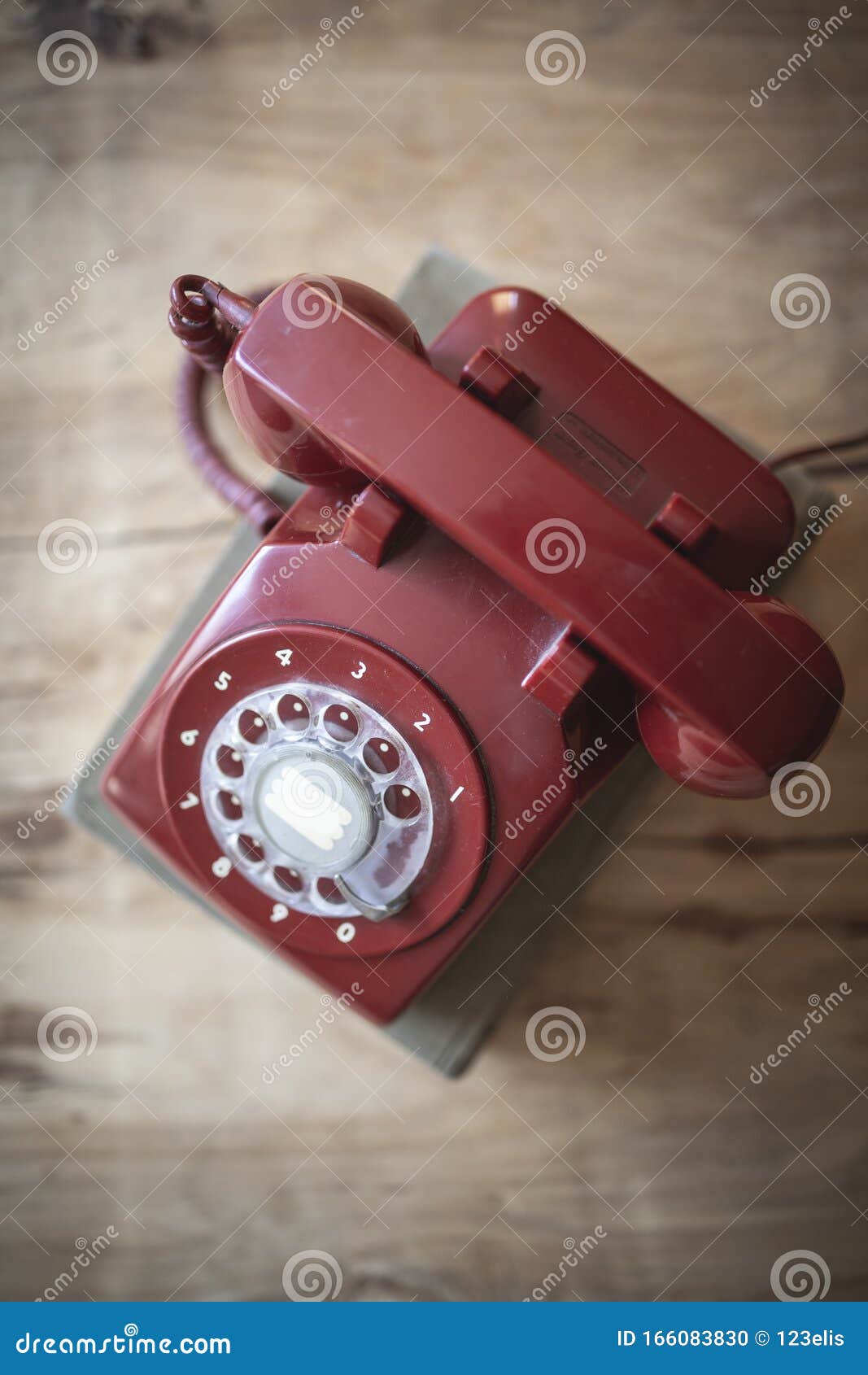 Red Rotary Phone stock photo. Image of shiny, isolated - 166083830
