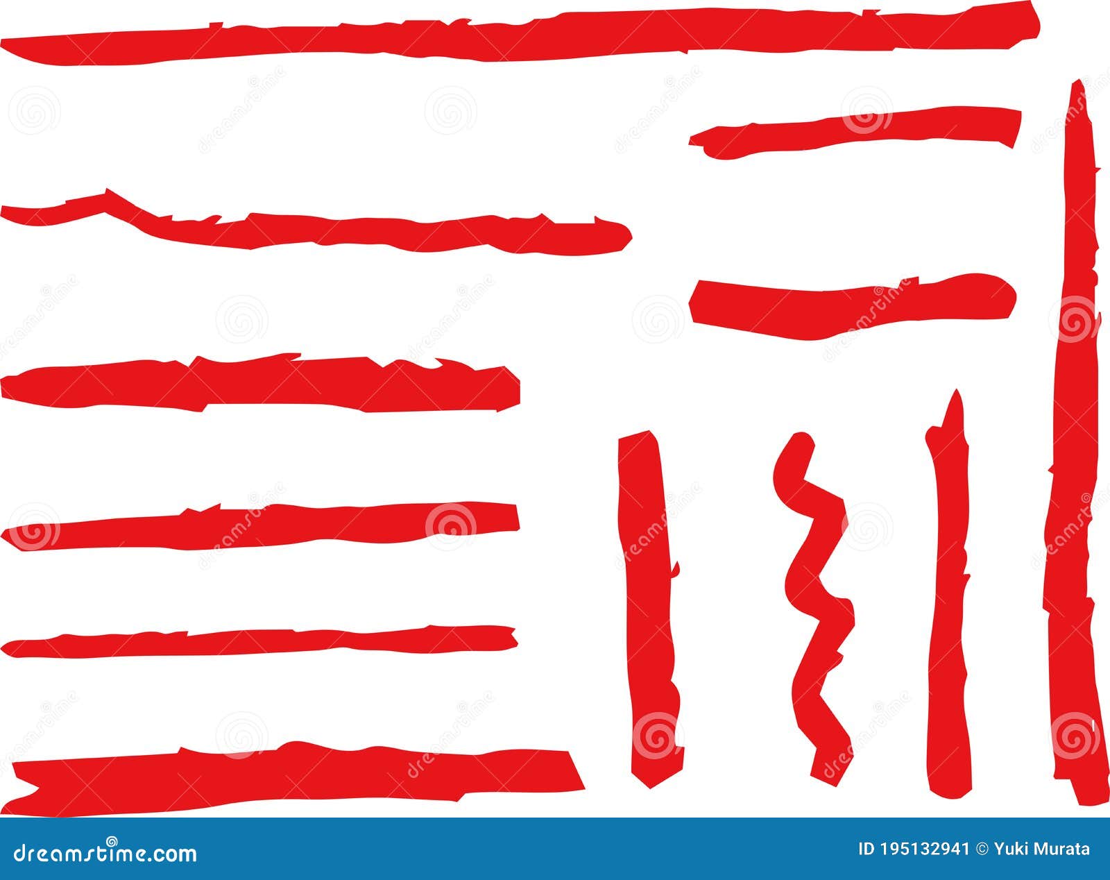 Red Rough Lines Written with a Brush Set Stock Vector - Illustration of ...