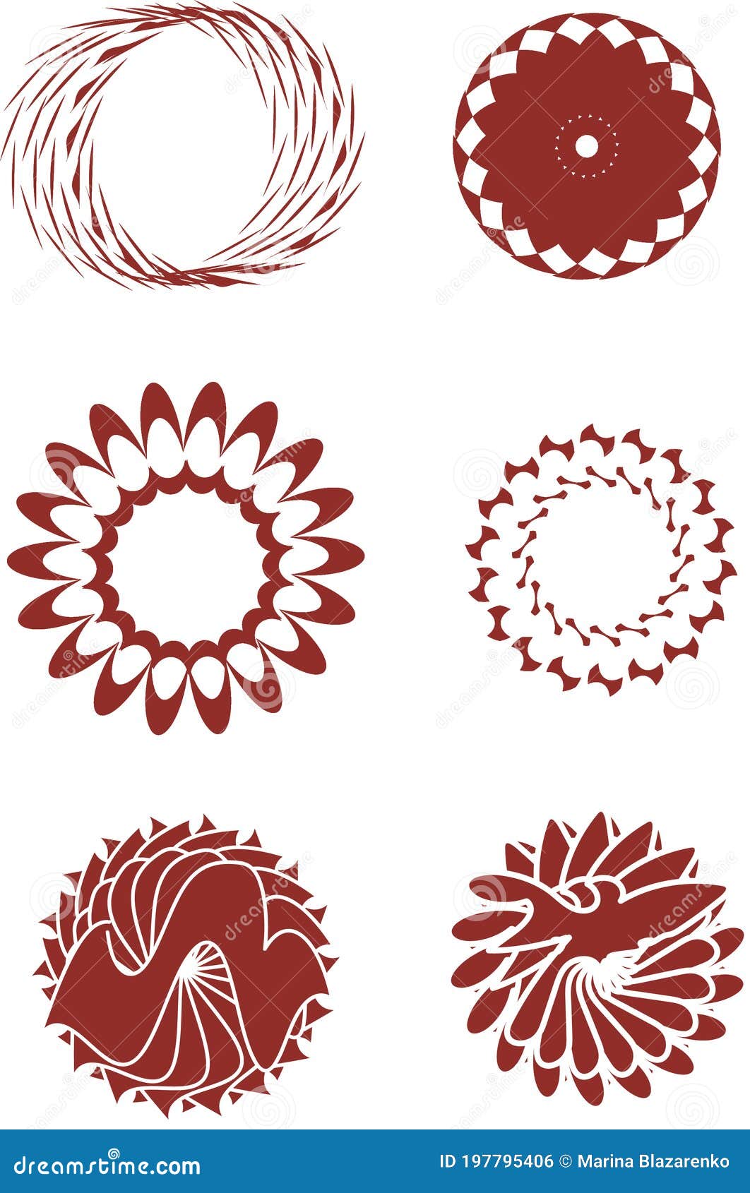 Red Round Abstract Elegant Figures with a Transformation for Design ...