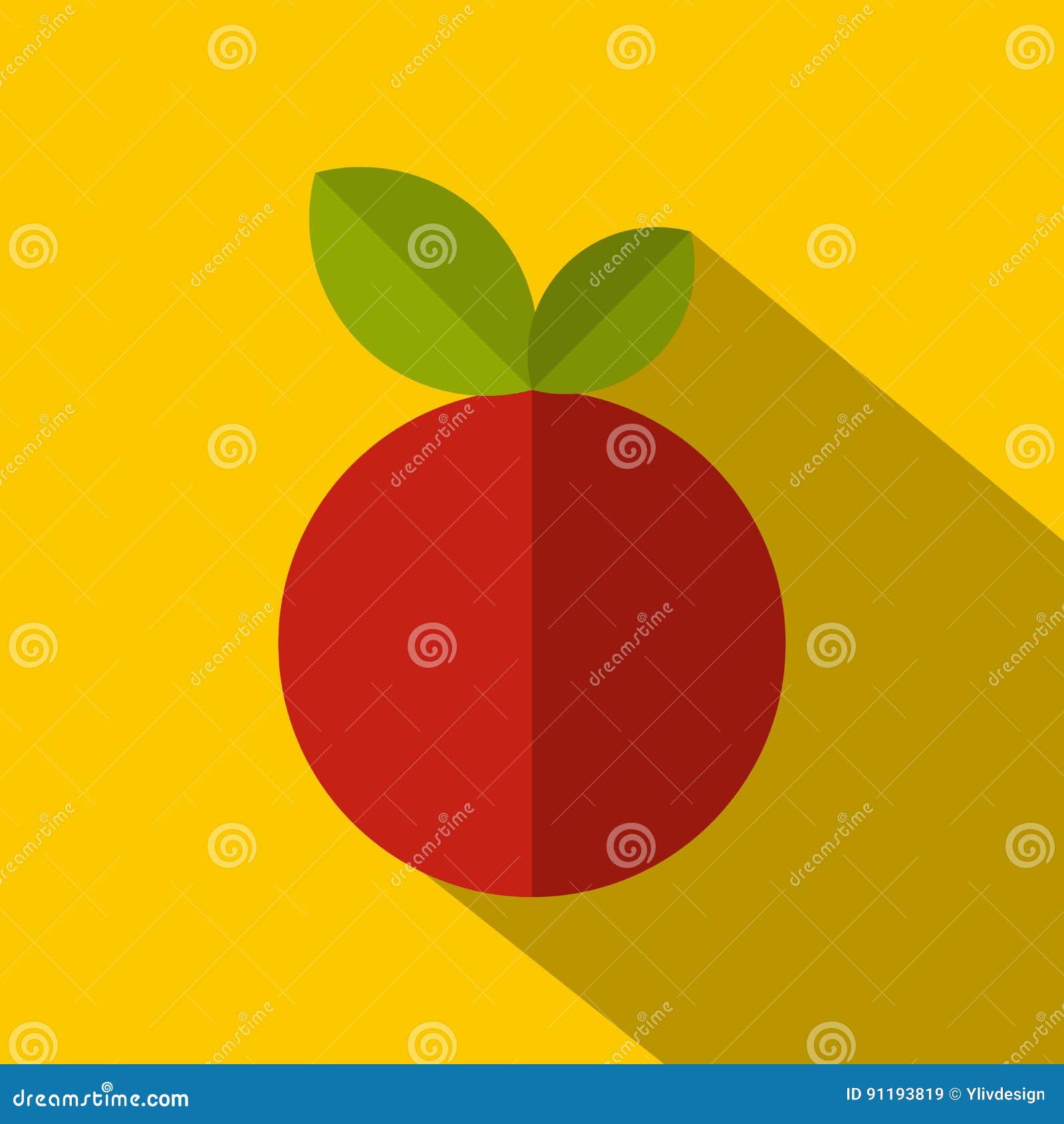 Red Round Apple Icon, Flat Style Stock Vector - Illustration of fruit ...