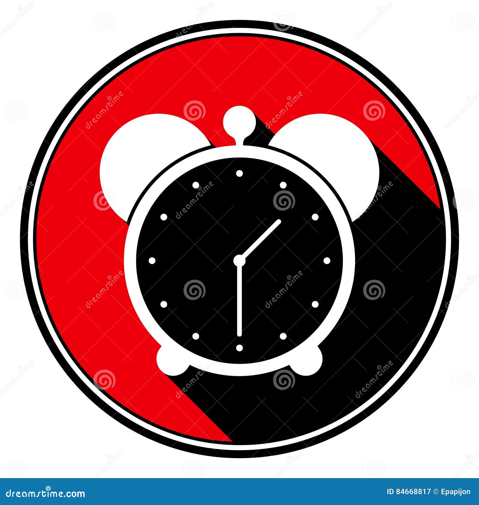 Red Round with Black Shadow,white Alarm Clock Icon Stock Vector ...