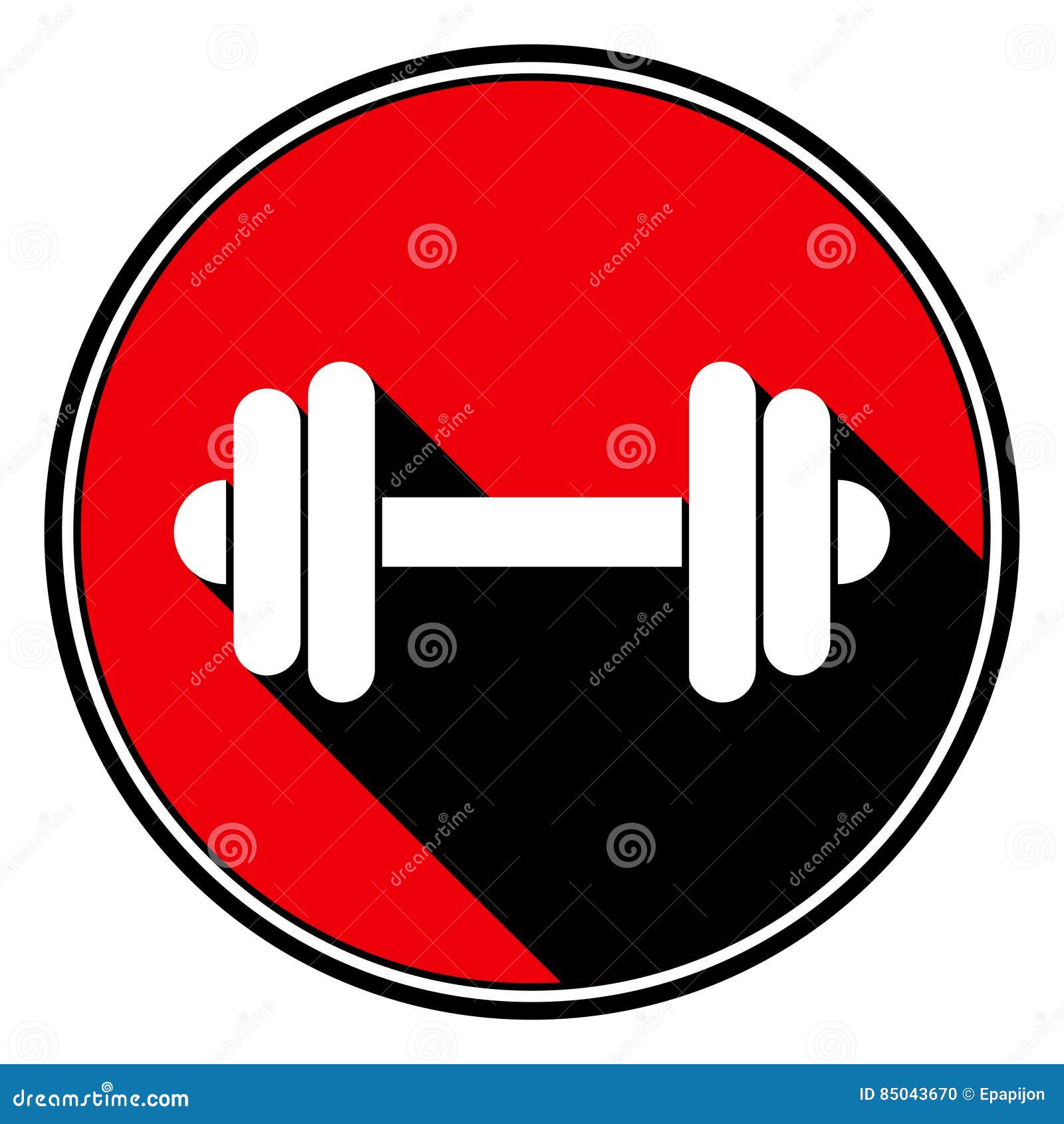 Red Round with Black Shadow - White Dumbbell Icon Stock Vector ...