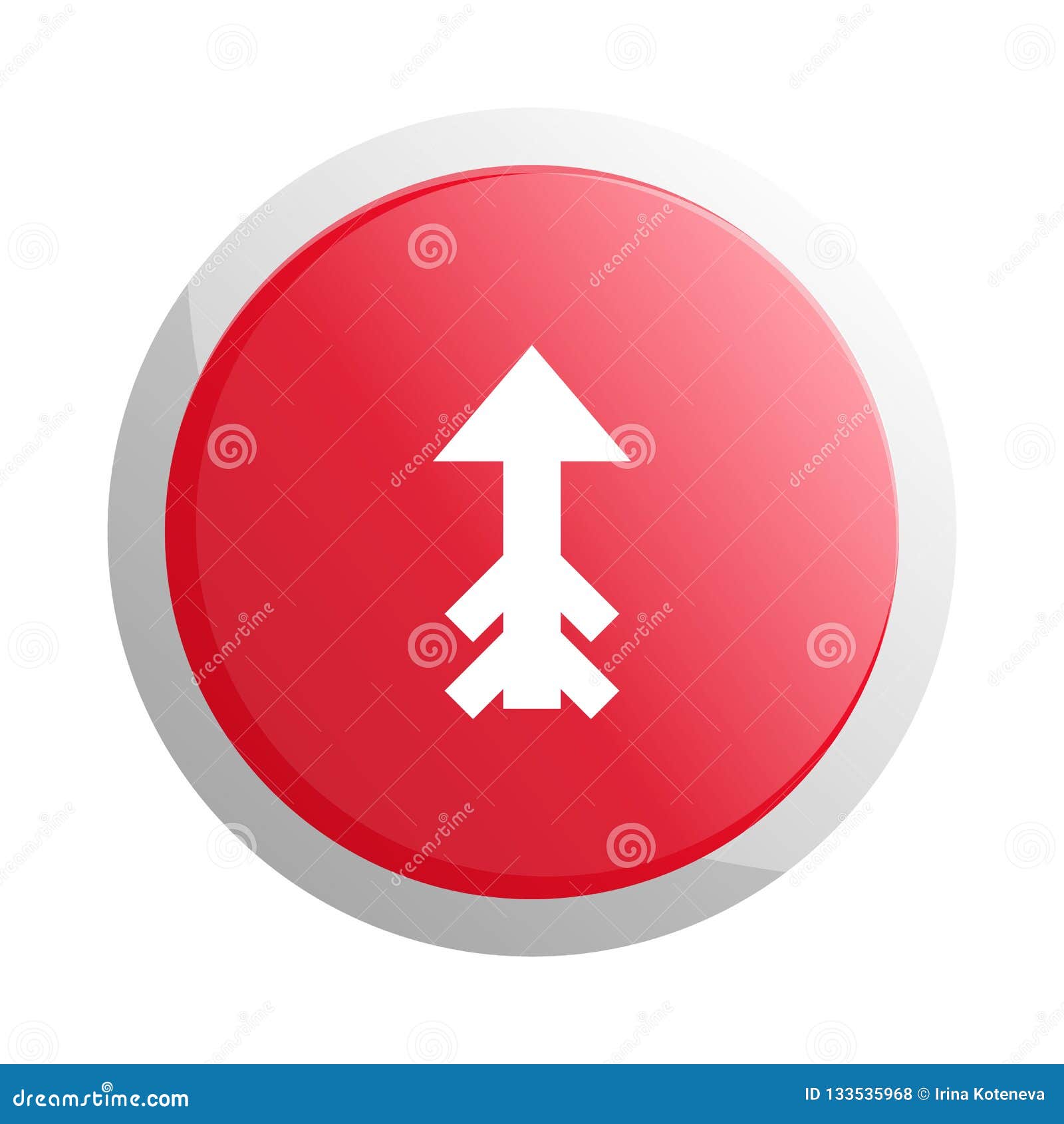 Red Round Button with Up Arrow Symbol Stock Illustration - Illustration ...