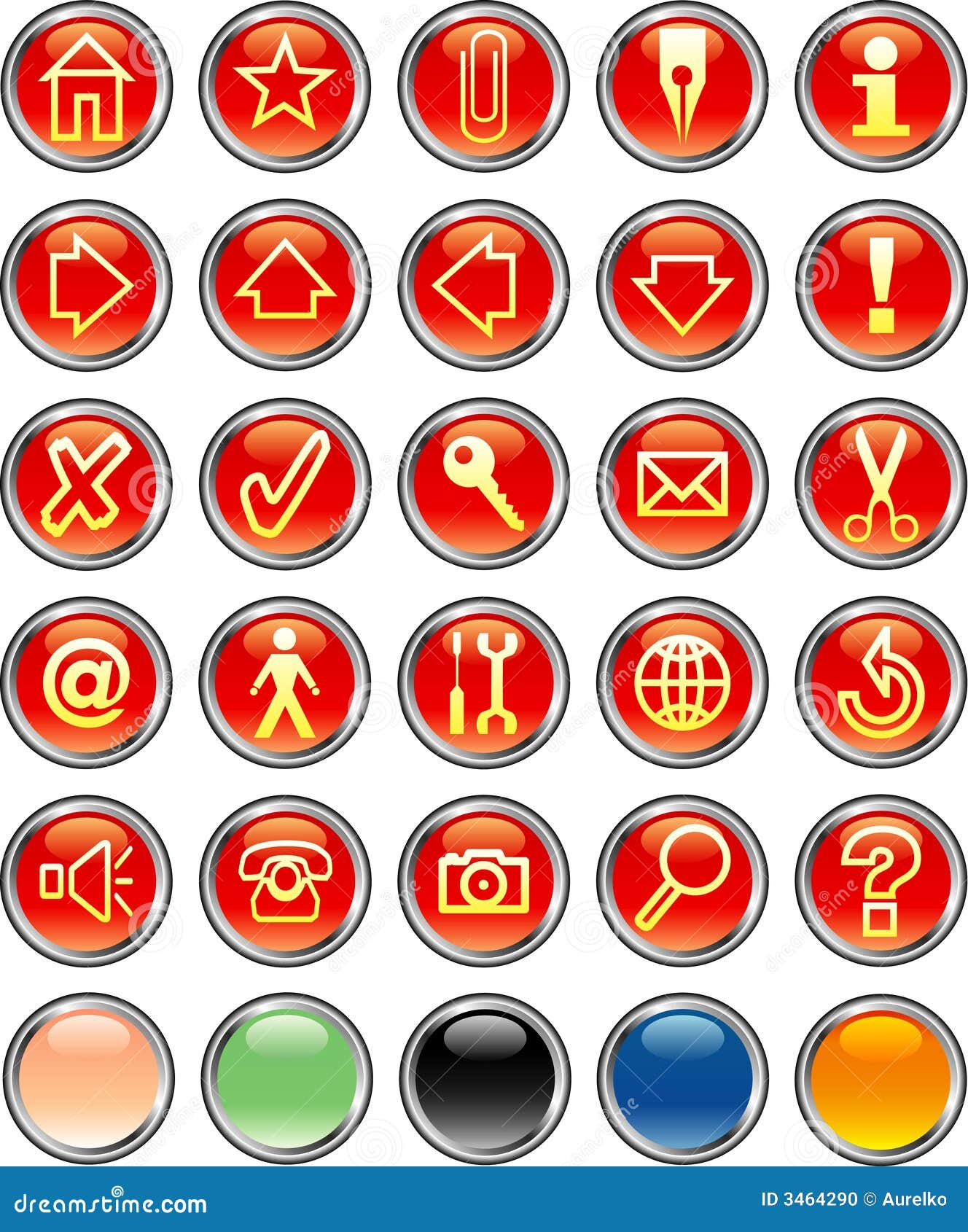 Red round buttons stock vector. Illustration of icons - 3464290